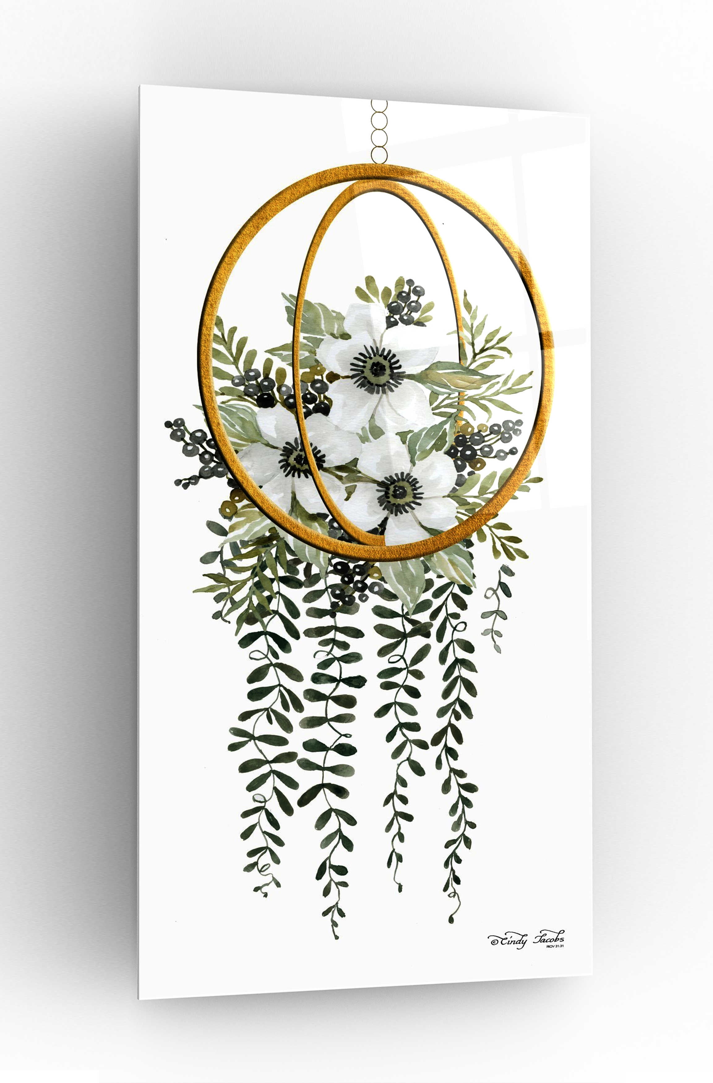 Epic Art 'Gold Geometric Circle & Ivy' by Cindy Jacobs, Acrylic Glass ...