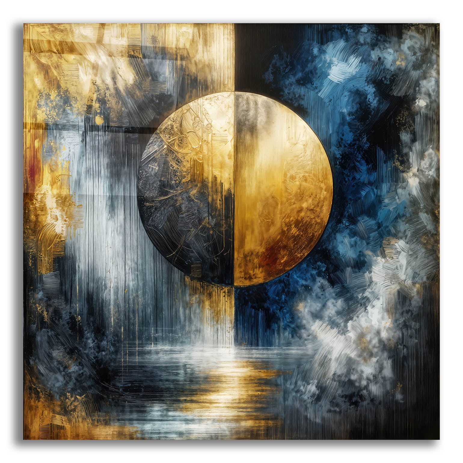 Epic Art 'Golden Circle Abstract 10' by Rey Klimt Acrylic Glass Wall ...