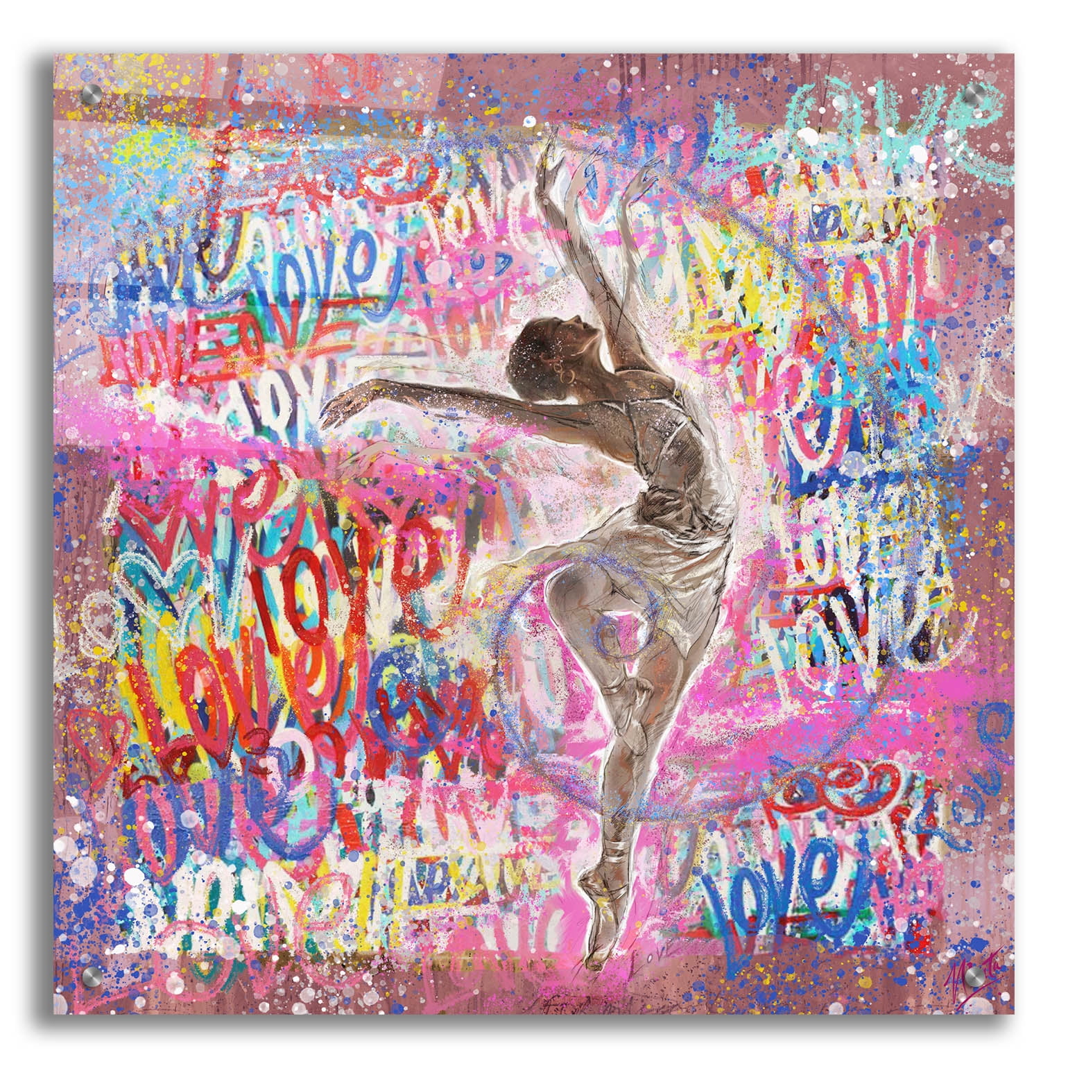 Epic Art 'Graffiti Ballerina 2' by Marta Wiley Acrylic Glass Wall Art ...