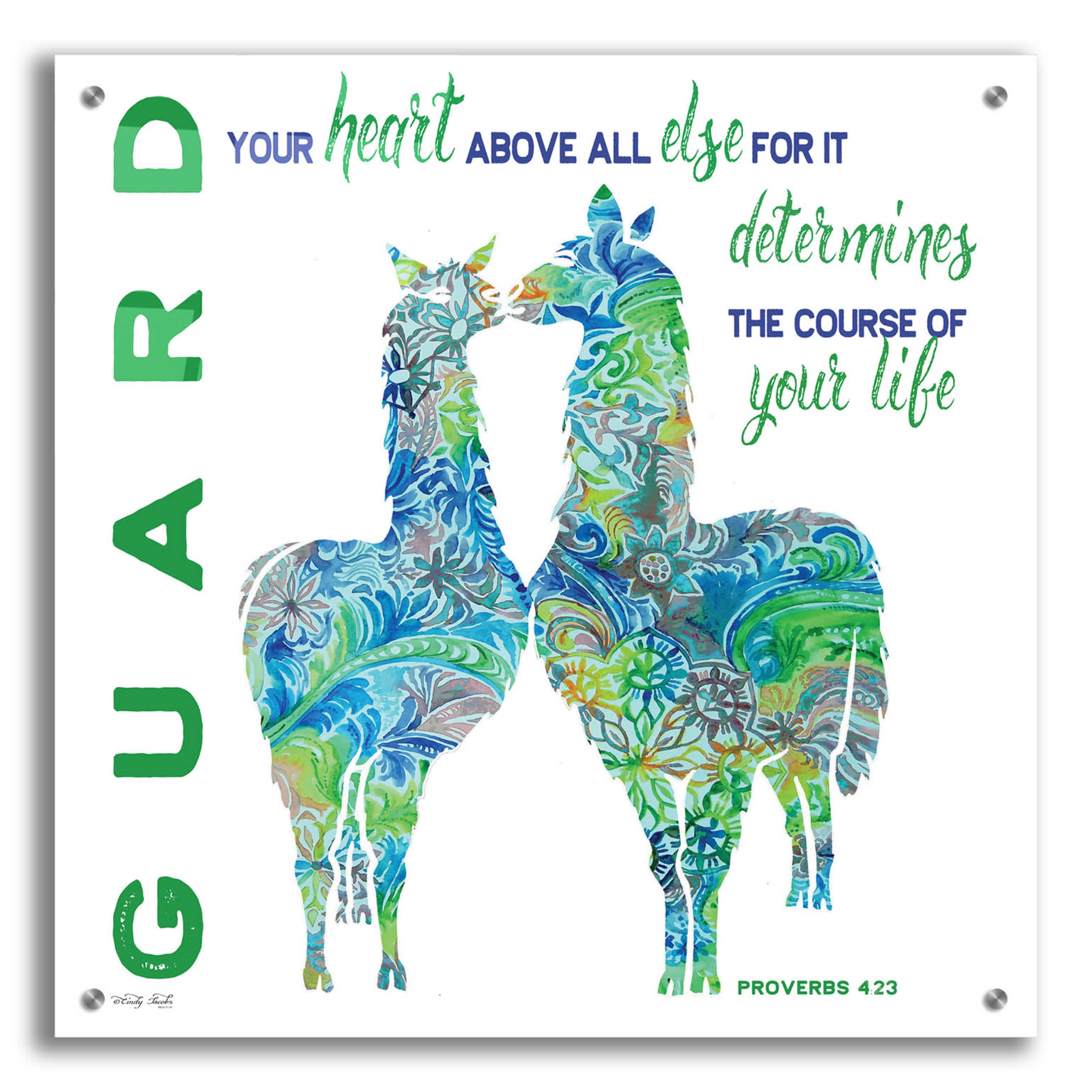 Epic Art 'Guard Your Heart Llamas' by Cindy Jacobs, Acrylic Glass Wall ...