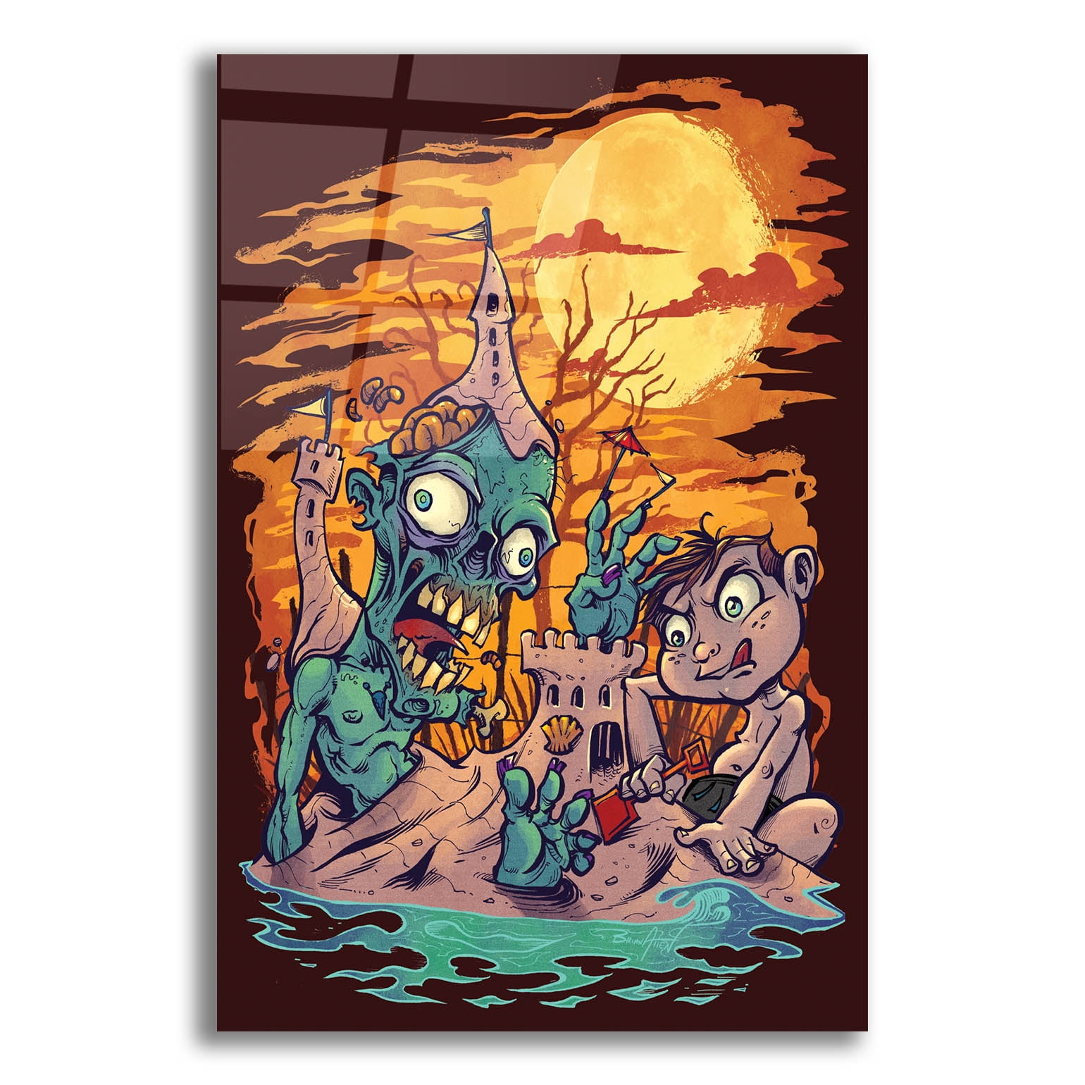 Epic Art 'Halloween At The Beach - Zombie' by Flyland Designs, Acrylic ...