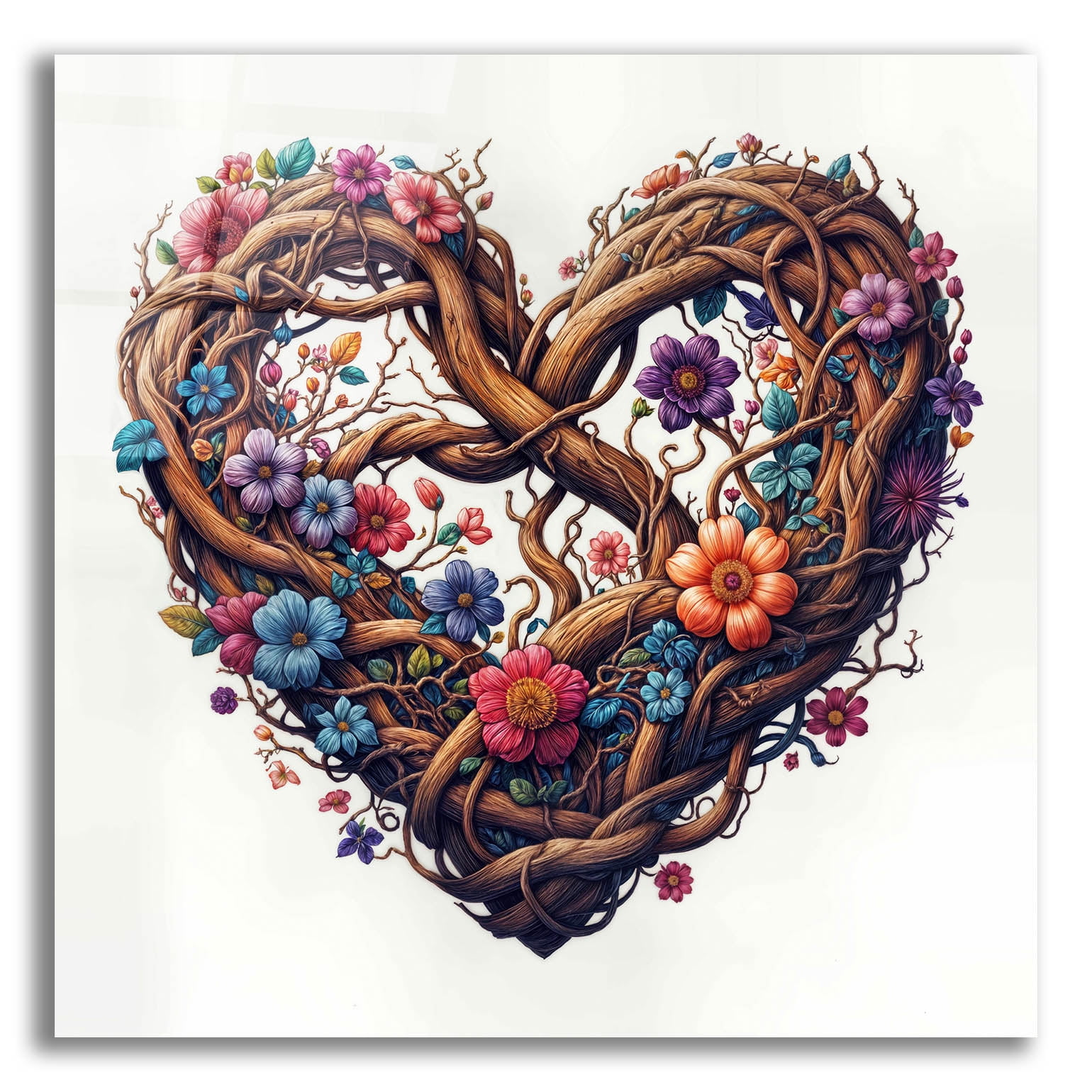 Epic Art 'Heart Blooms Again 1' by Rey Klimt Acrylic Glass Wall Art, 12 ...