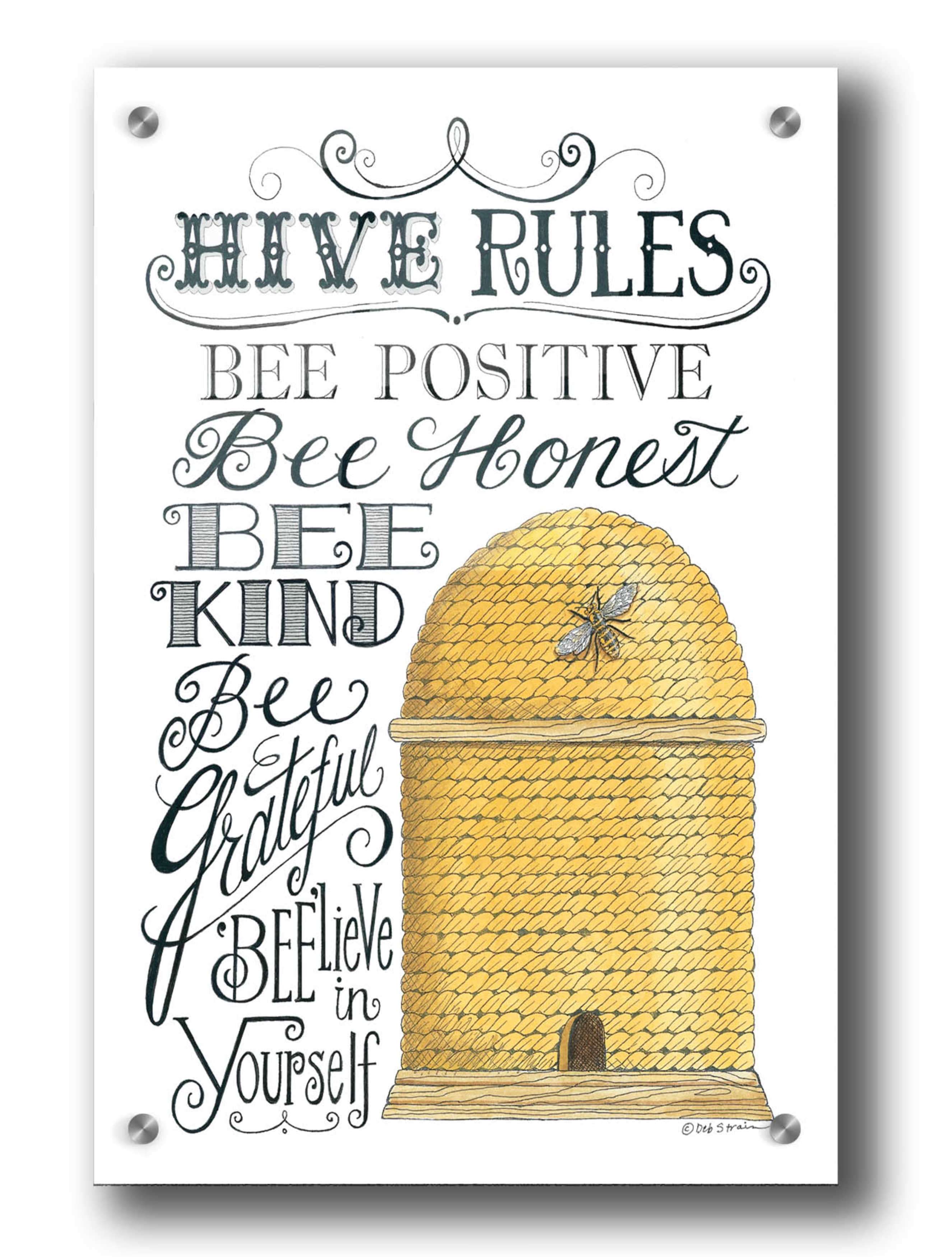 Epic Art 'Hive Rules' by Deb Strain, Acrylic Glass Wall Art, 24"x36 ...