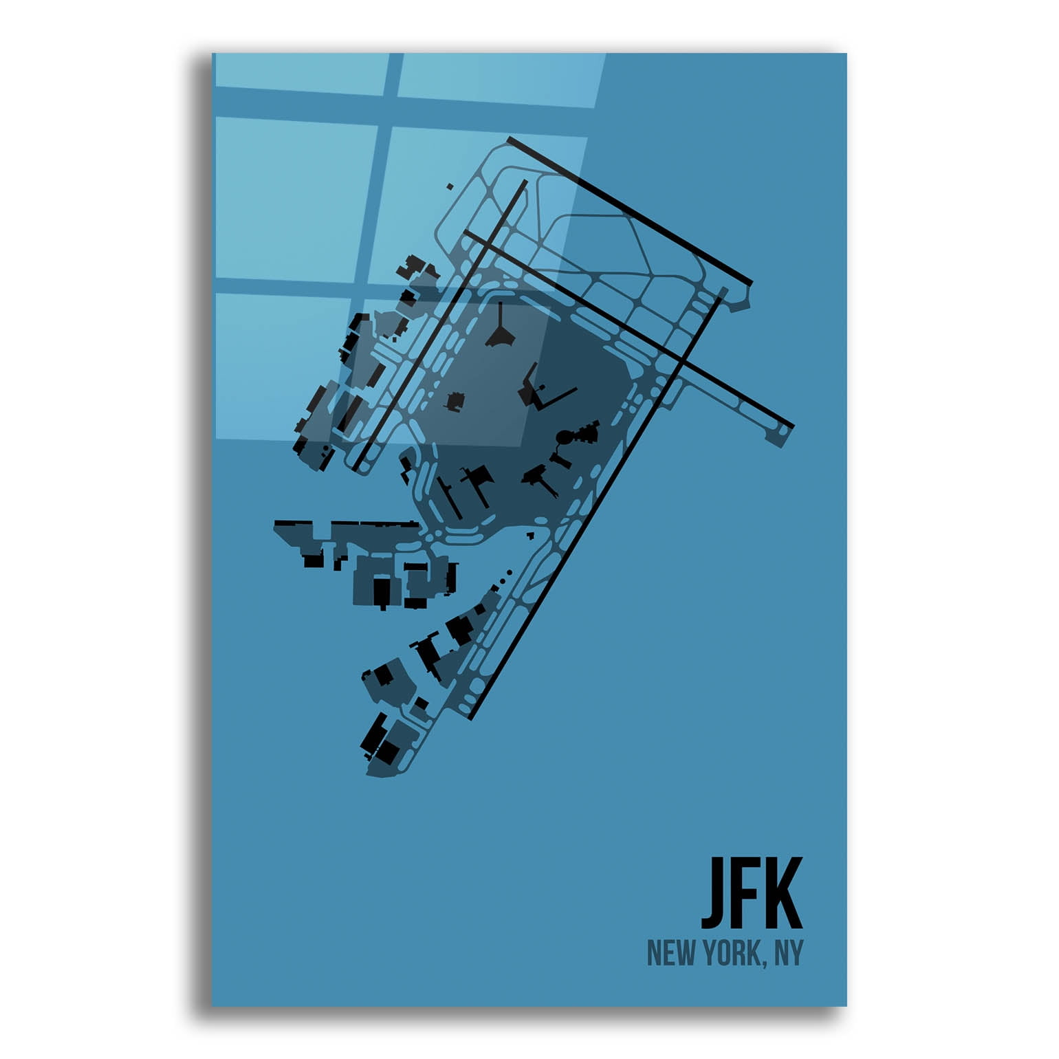 Epic Art 'JFK Airport Layout' by O8 Left, Acrylic Glass Wall Art, 12 ...