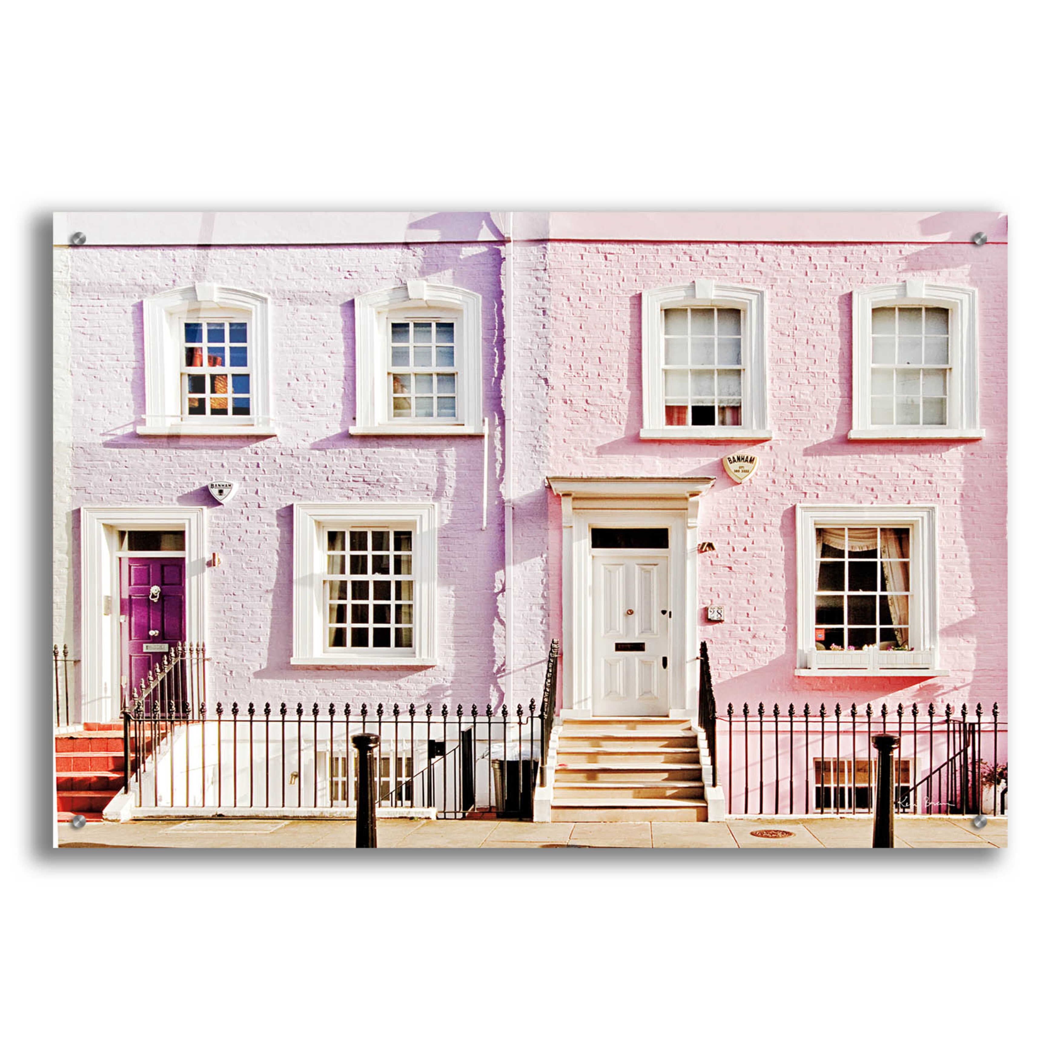 Epic Art 'London Pink Purple Houses' by Keri Bevan, Acrylic Glass Wall ...