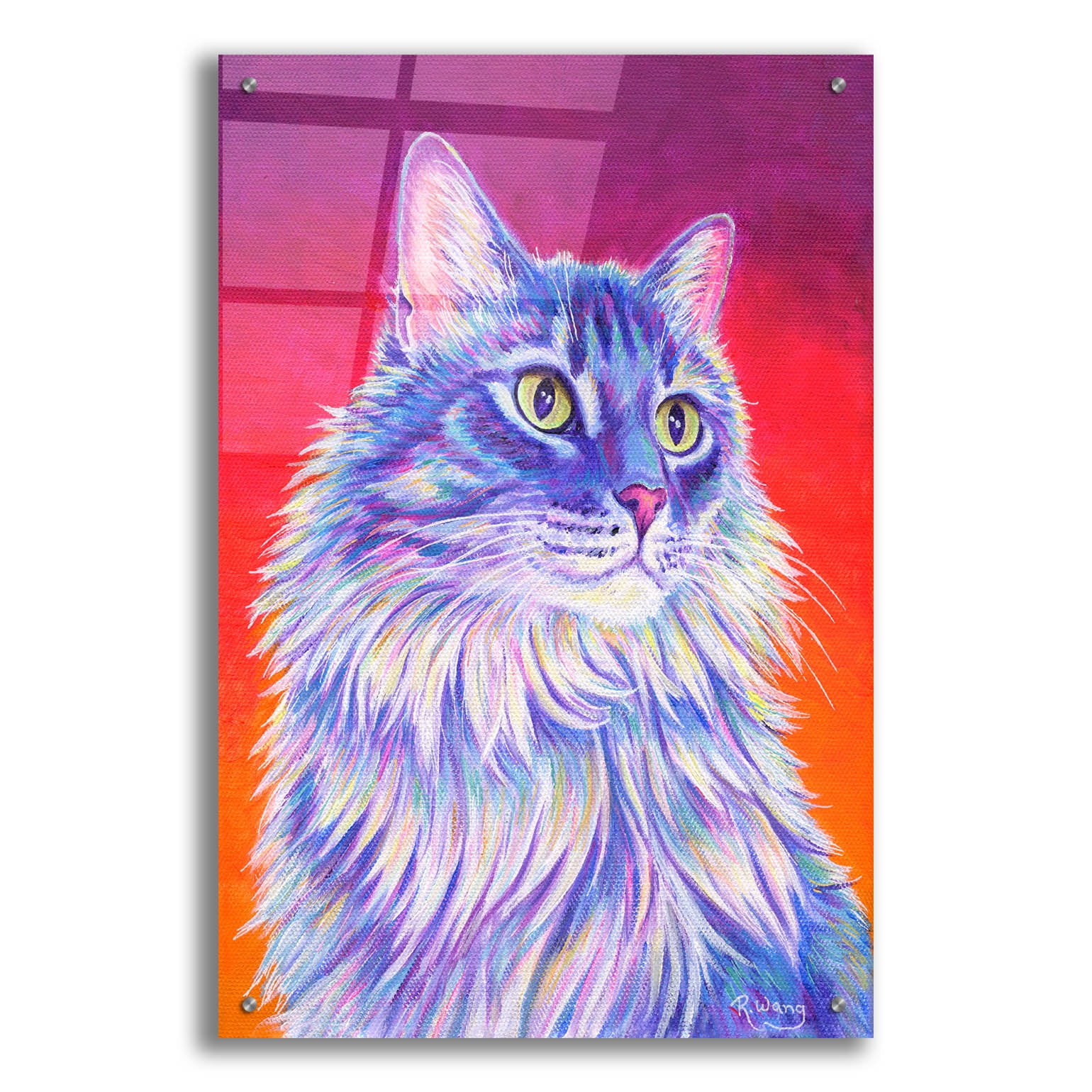 Epic Art 'Longhaired Purple Tabby Cat' by Rebecca Wang Art, Acrylic ...