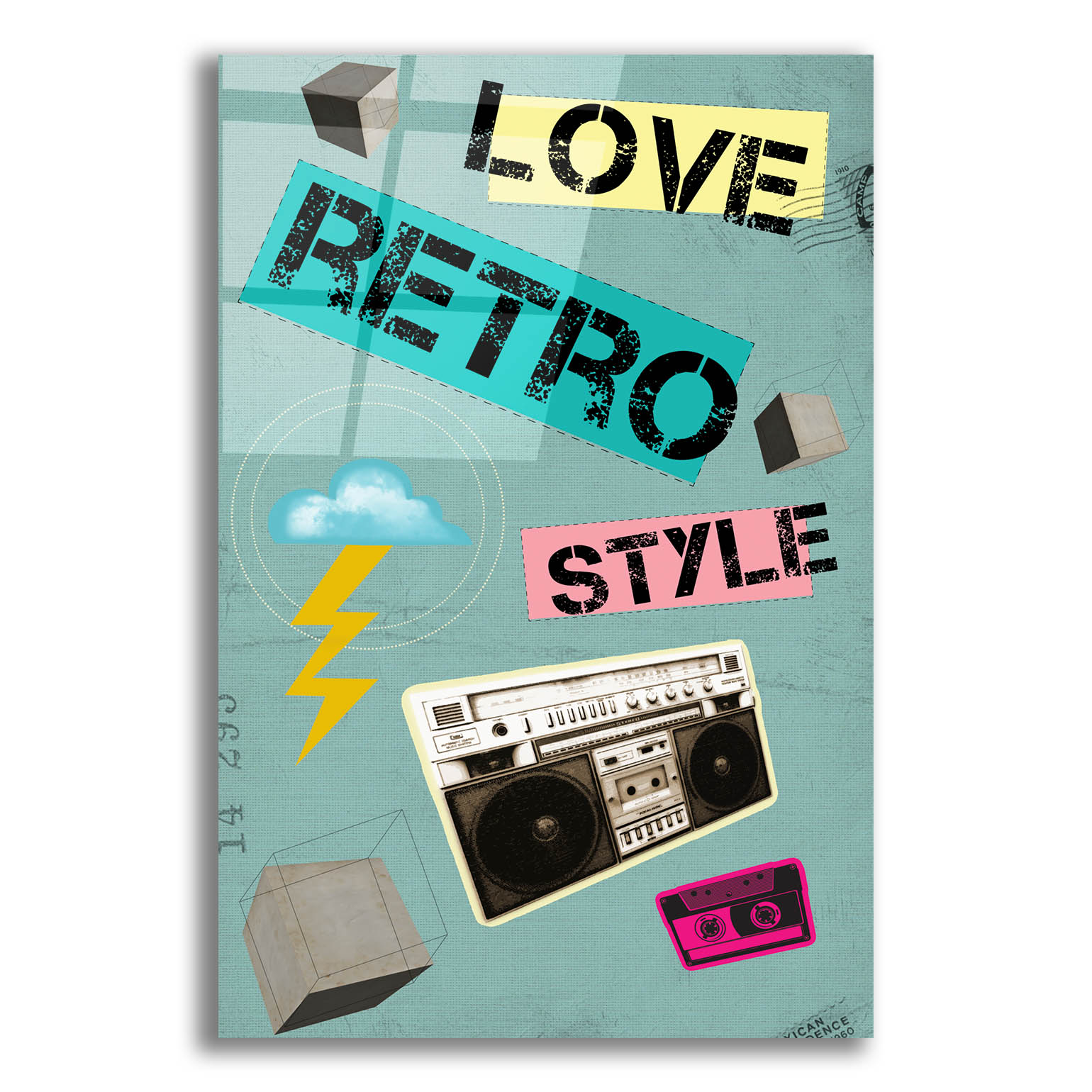 Epic Art 'Love Retro Style' by Elo Marc, Acrylic Glass Wall Art, 16"x24 ...