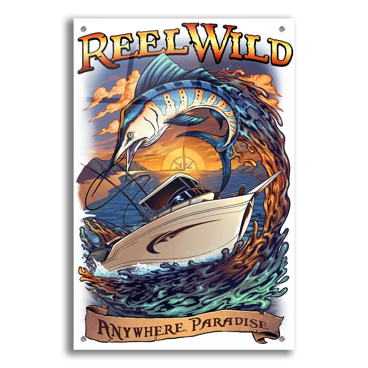 Epic Art 'Marlin Fishing Boat Reel Wild' by Flyland Designs, Acrylic ...