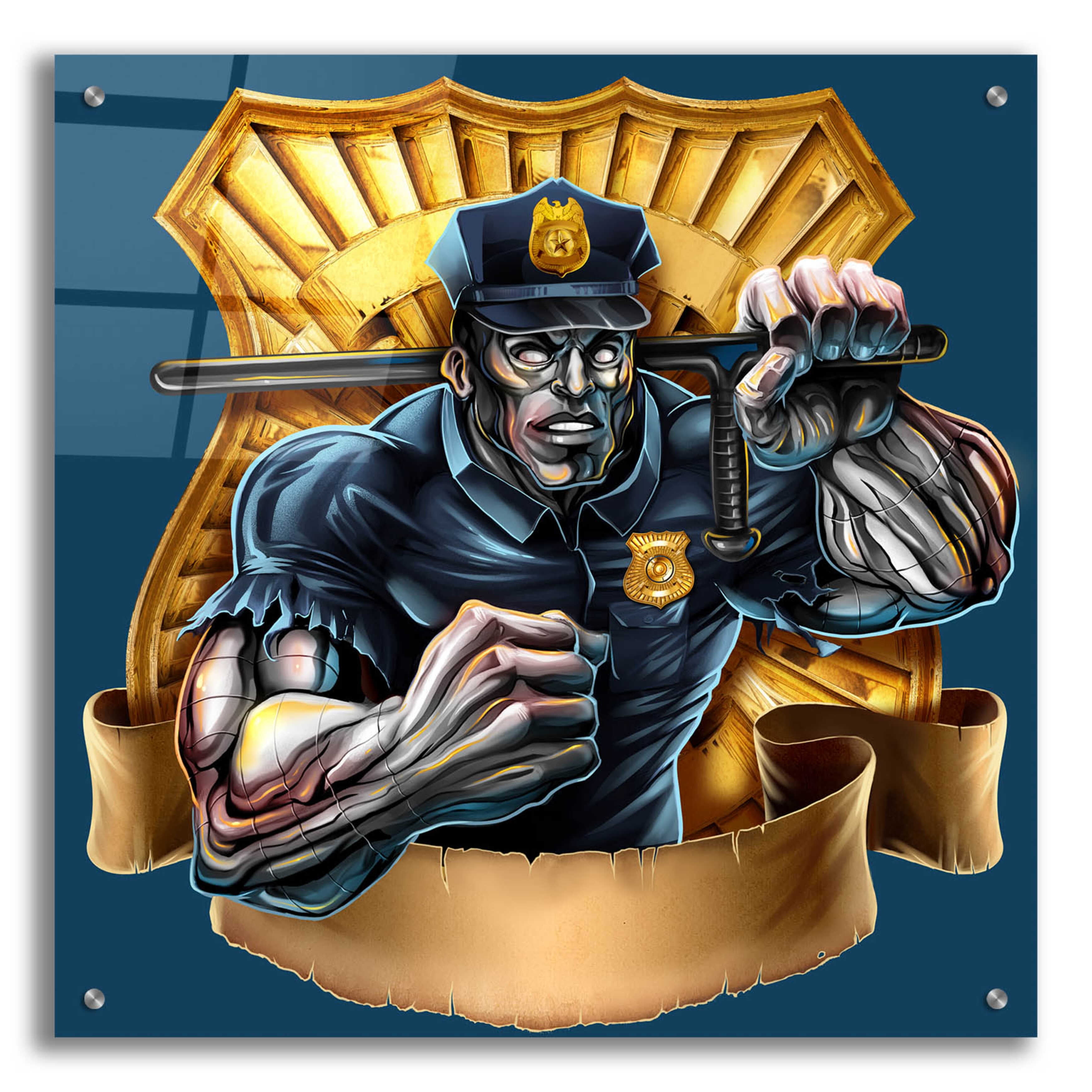 Epic Art 'Metal Skin Police Officer' by Flyland Designs, Acrylic Glass ...