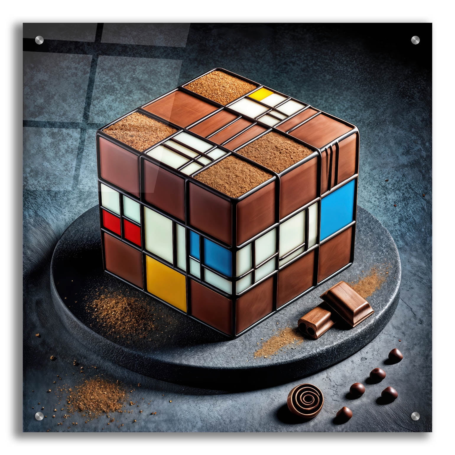 Epic Art 'Mondrian Chocolate Cake' by Rey Klimt Acrylic Glass Wall Art ...