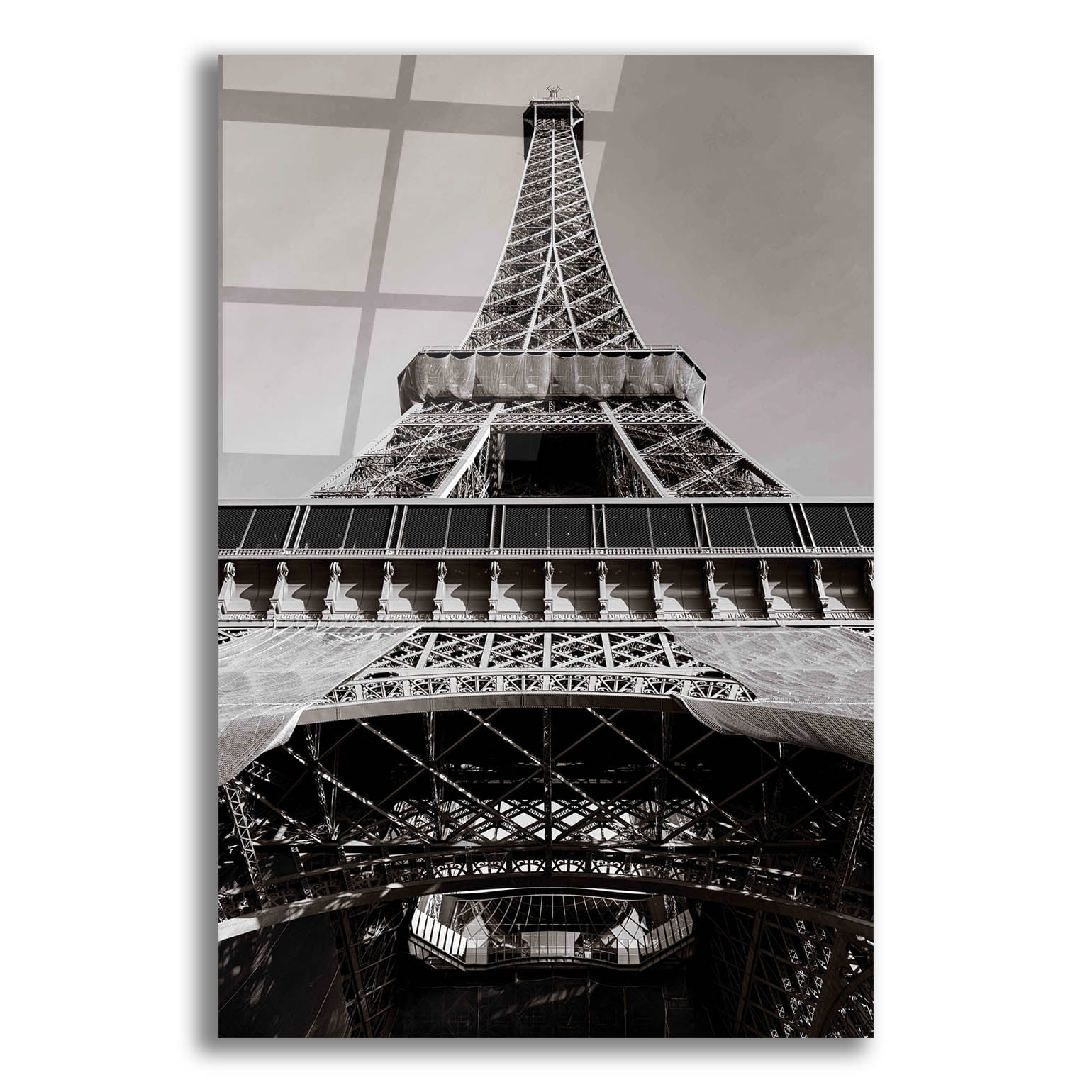 Epic Art 'Paris - Eiffel Tower Look Up - Black & White' by Epic ...