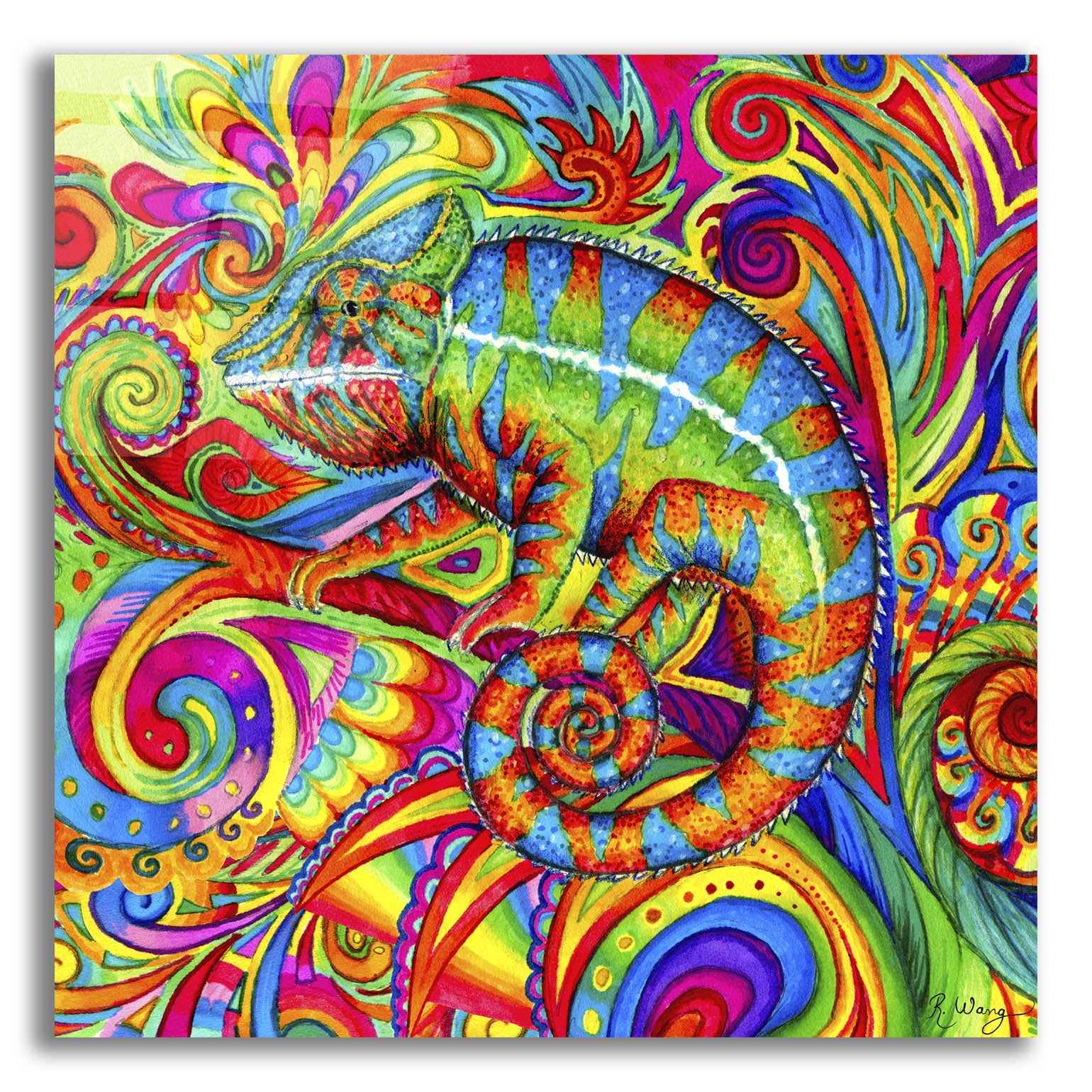 Epic Art 'Psychedelizard' by Rebecca Wang Art, Acrylic Glass Wall Art, 12"x12" - Walmart.com
