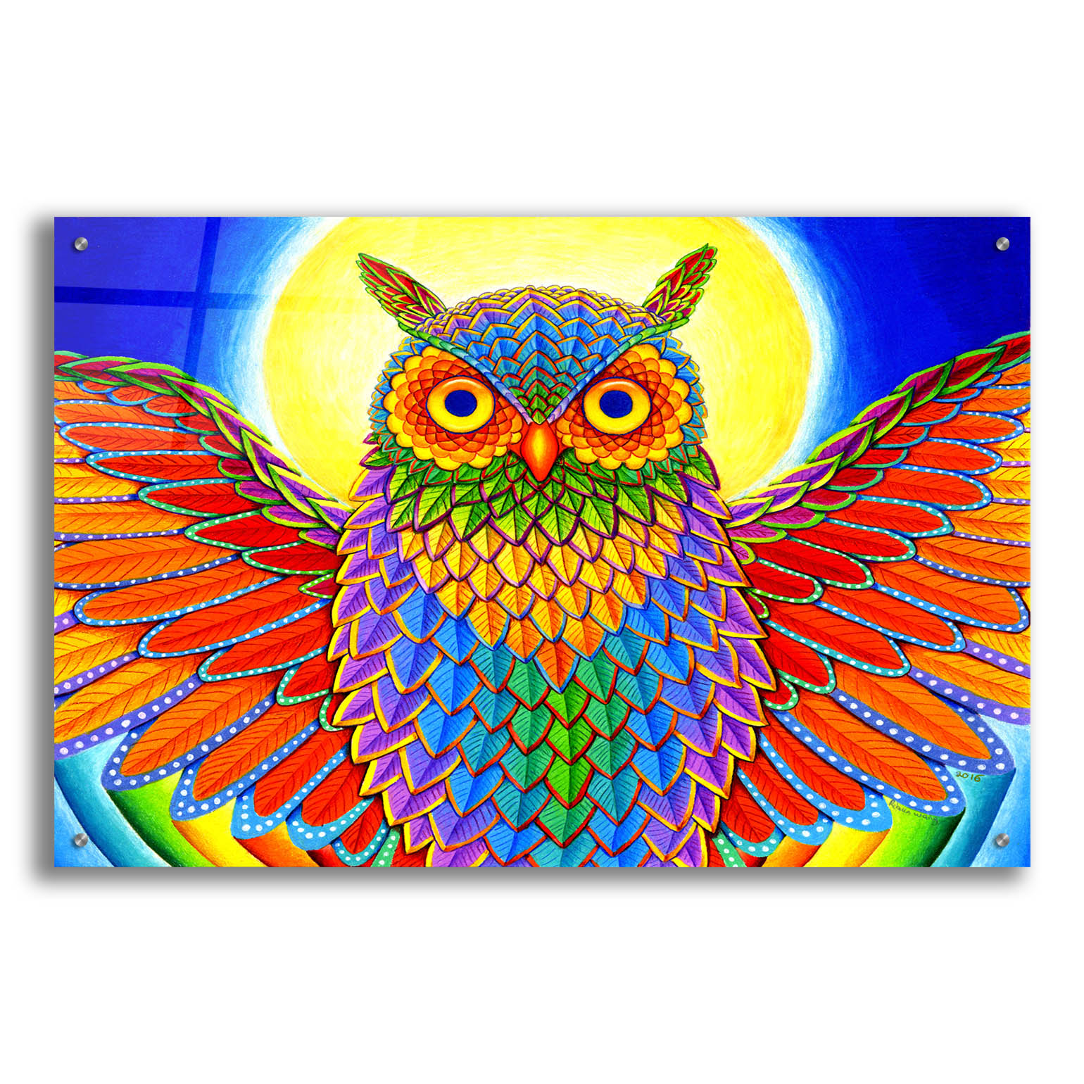 Epic Art 'Rainbow Owl' by Rebecca Wang Art, Acrylic Glass Wall Art, 36 ...