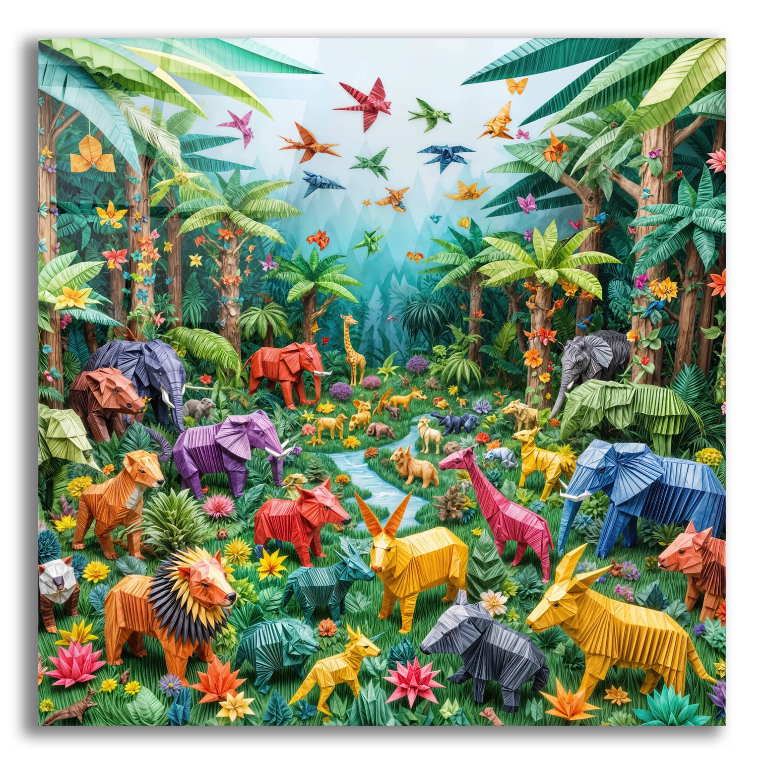 Epic Art 'Rainforest Origami' by Rey Klimt Acrylic Glass Wall Art, 12 ...