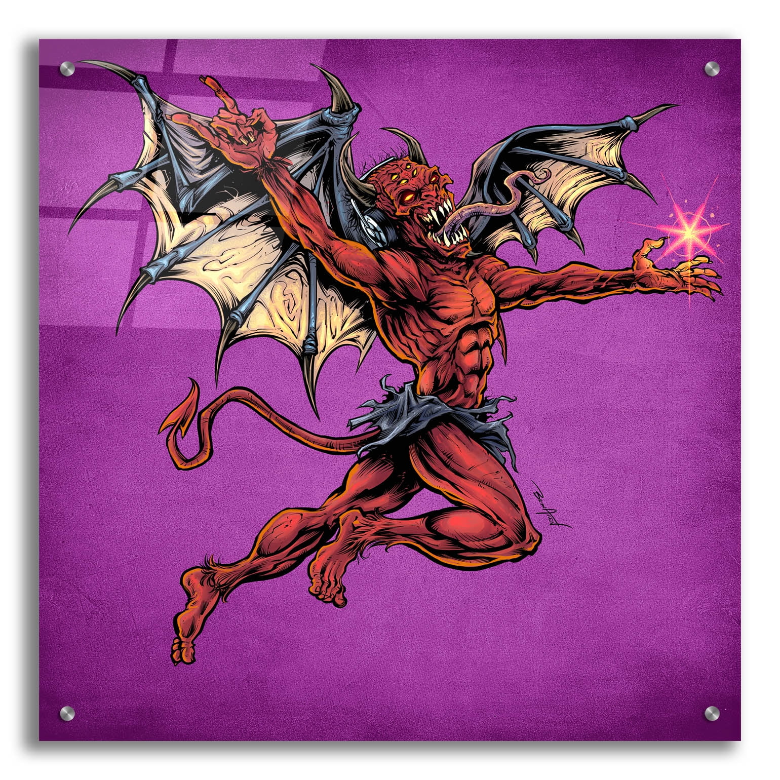 Epic Art 'Red Devil With Wings' by Flyland Designs, Acrylic Glass Wall ...