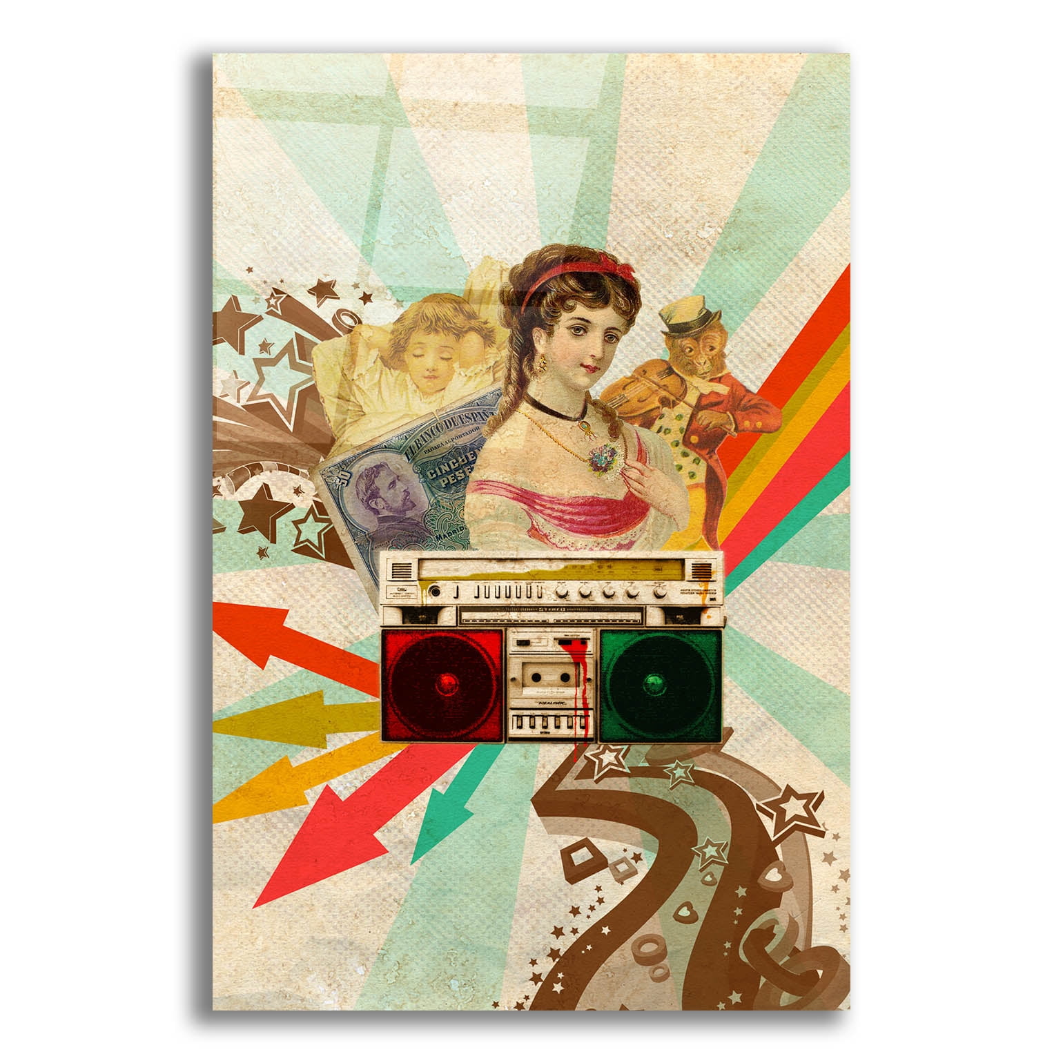 Epic Art 'Retro Radio' by Elo Marc, Acrylic Glass Wall Art, 16"x24 ...