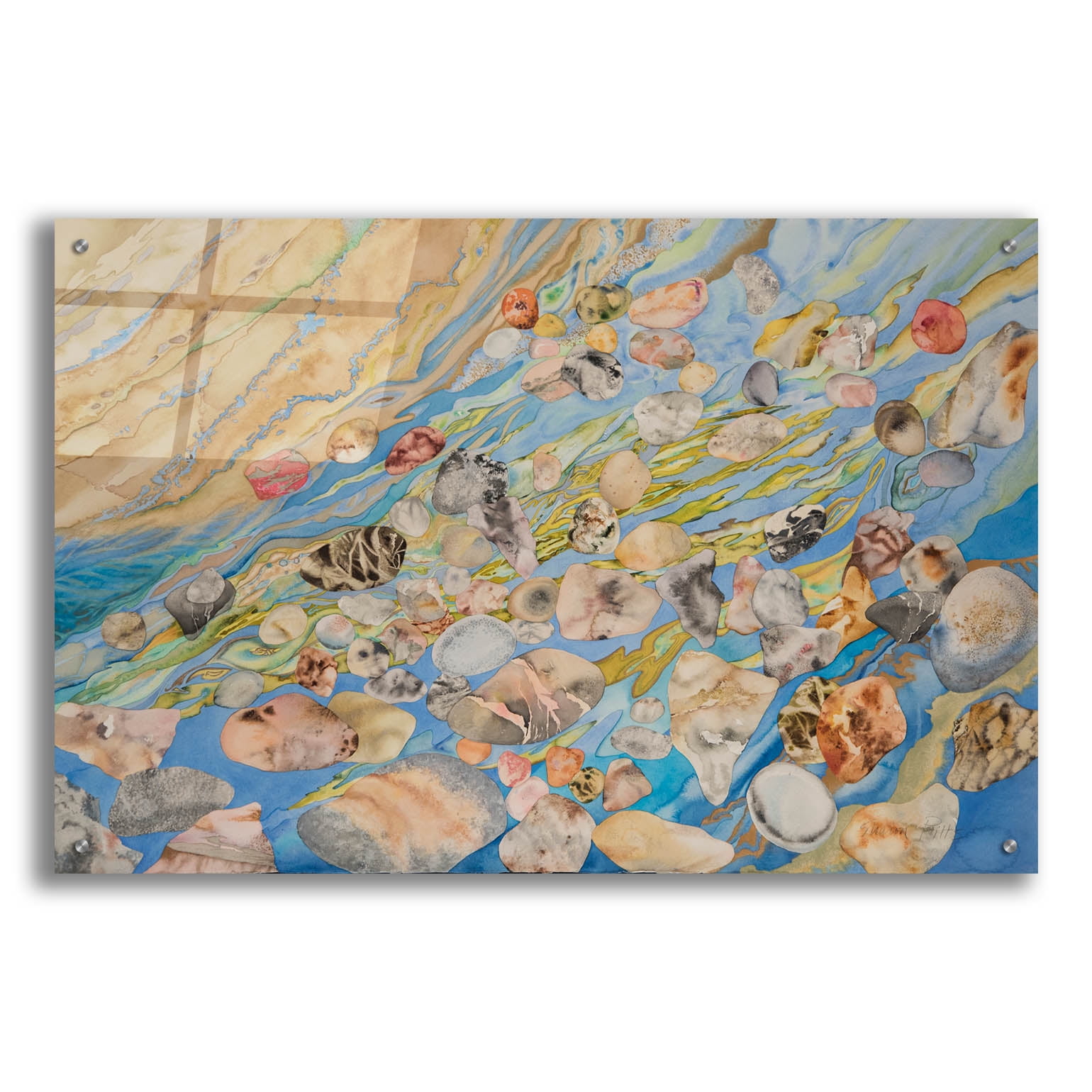 Epic Art 'Rhythms Of Ebb And Flow, Molos Beach Right Panel' by Sharon Pitts, Acrylic Glass Wall ...