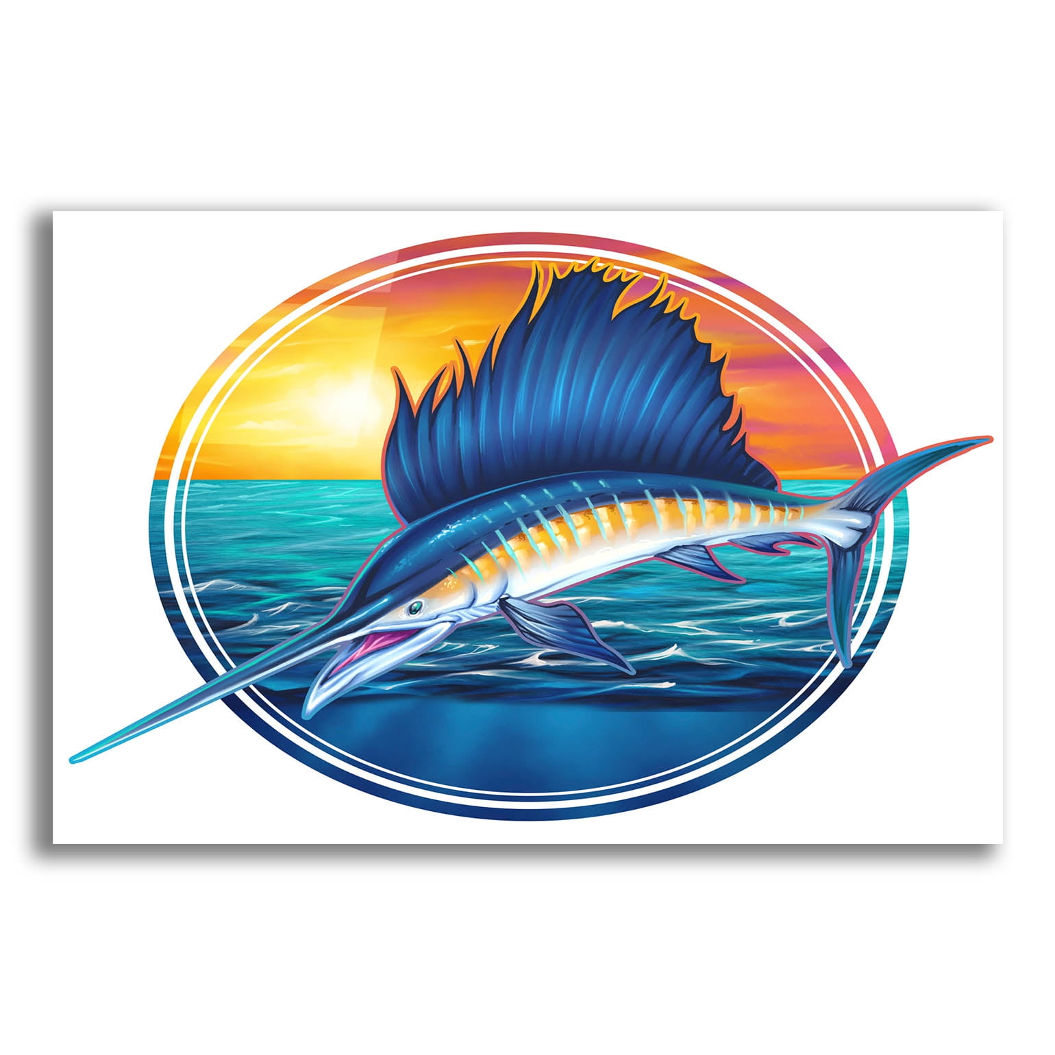 Epic Art 'Sailfish Illustration' by Flyland Designs, Acrylic Glass Wall ...