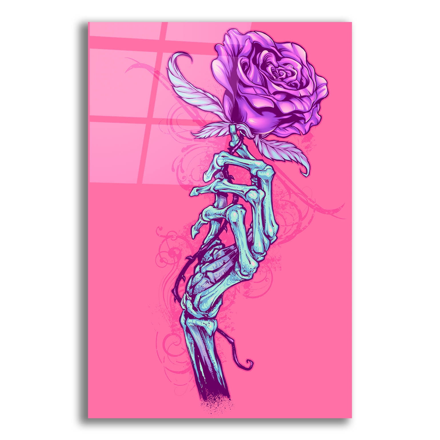Epic Art 'Skeleton Hand With Rose' by Flyland Designs, Acrylic Glass ...