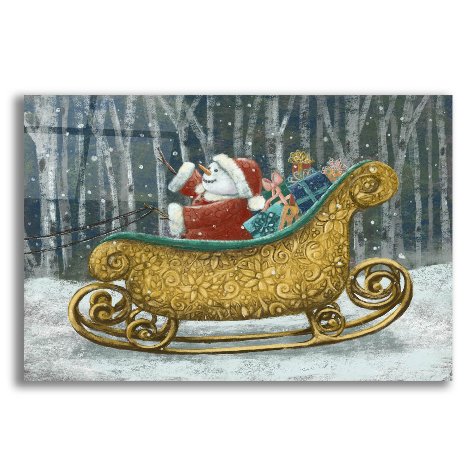 Epic Art 'Snowman Santa In Sleigh' by Christine Rotolo, Acrylic Glass ...