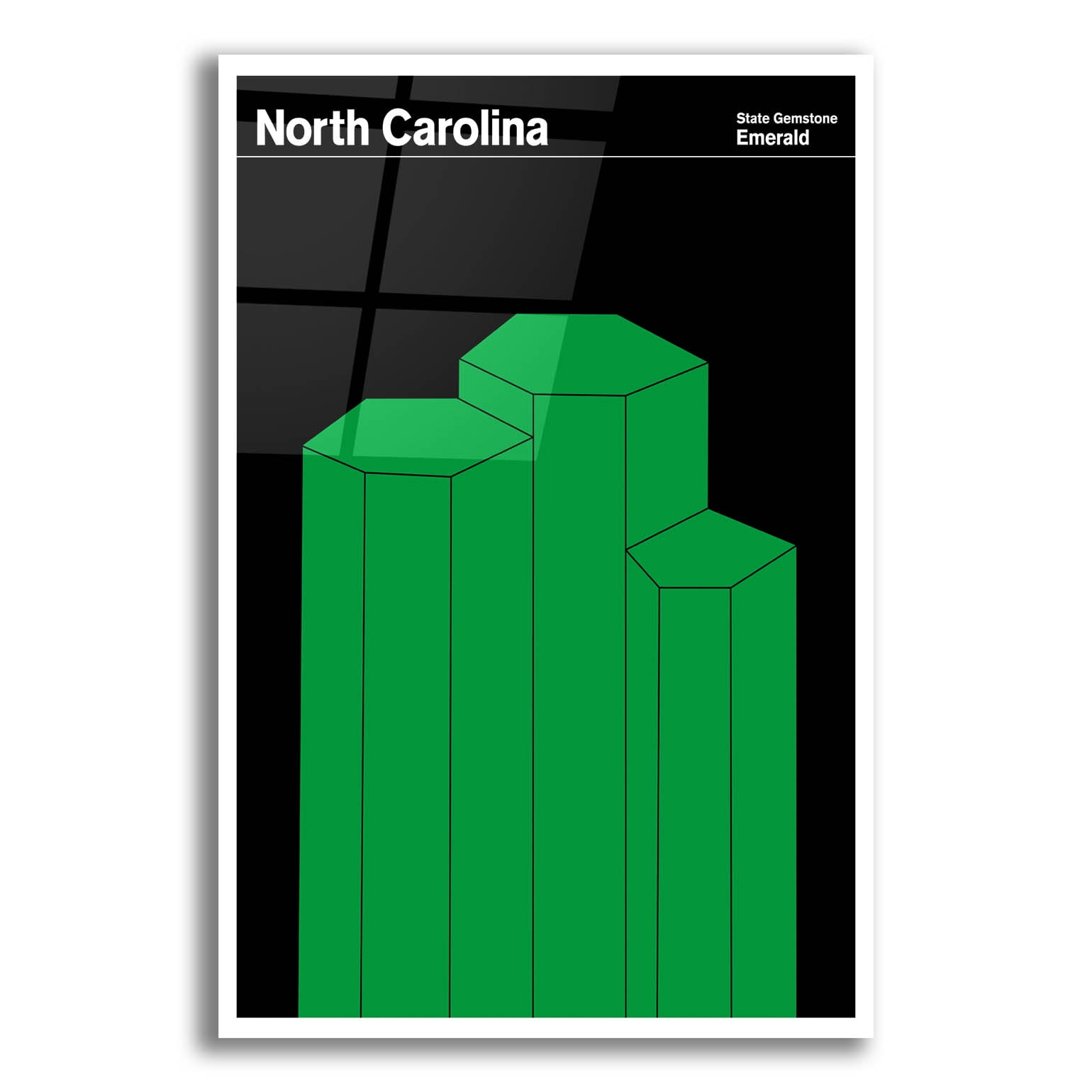 Epic Art 'State Posters NC' by Print Collection, Acrylic Glass Wall Art ...