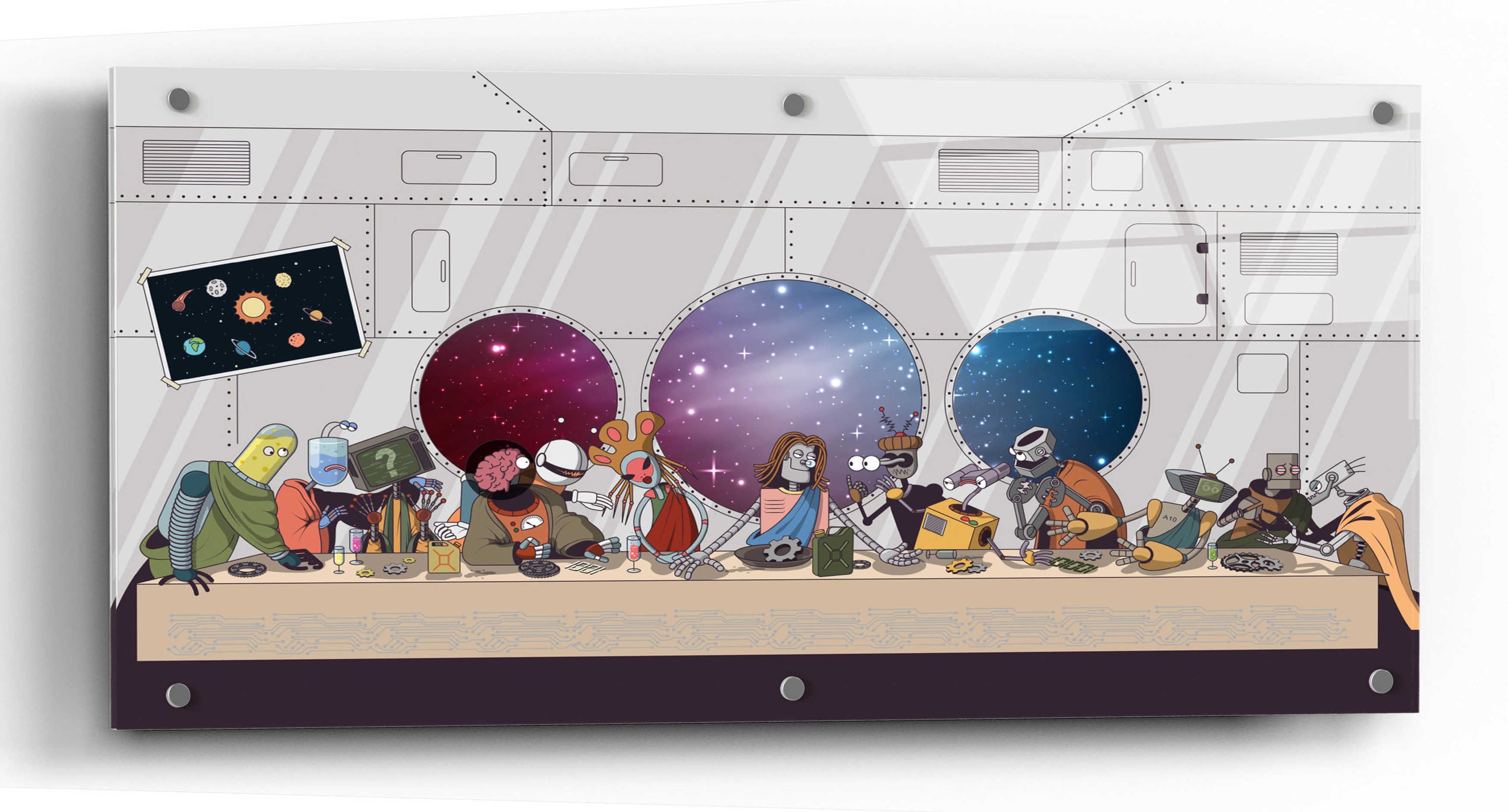 Epic Art 'The Robot's Last Supper' Acrylic Glass Wall Art, 48"x24 ...