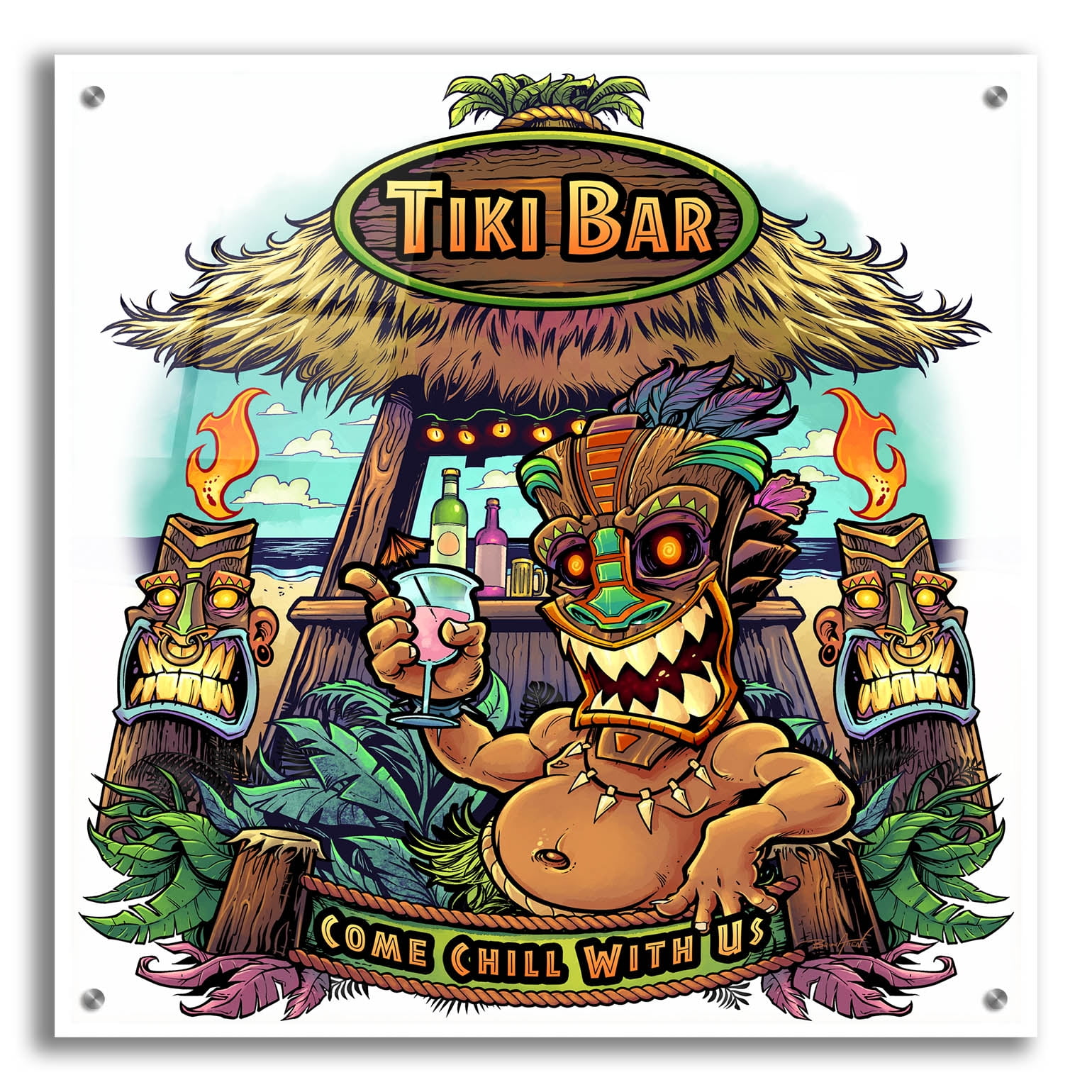 Epic Art 'Tiki Bar' by Flyland Designs, Acrylic Glass Wall Art, 24"x24 ...