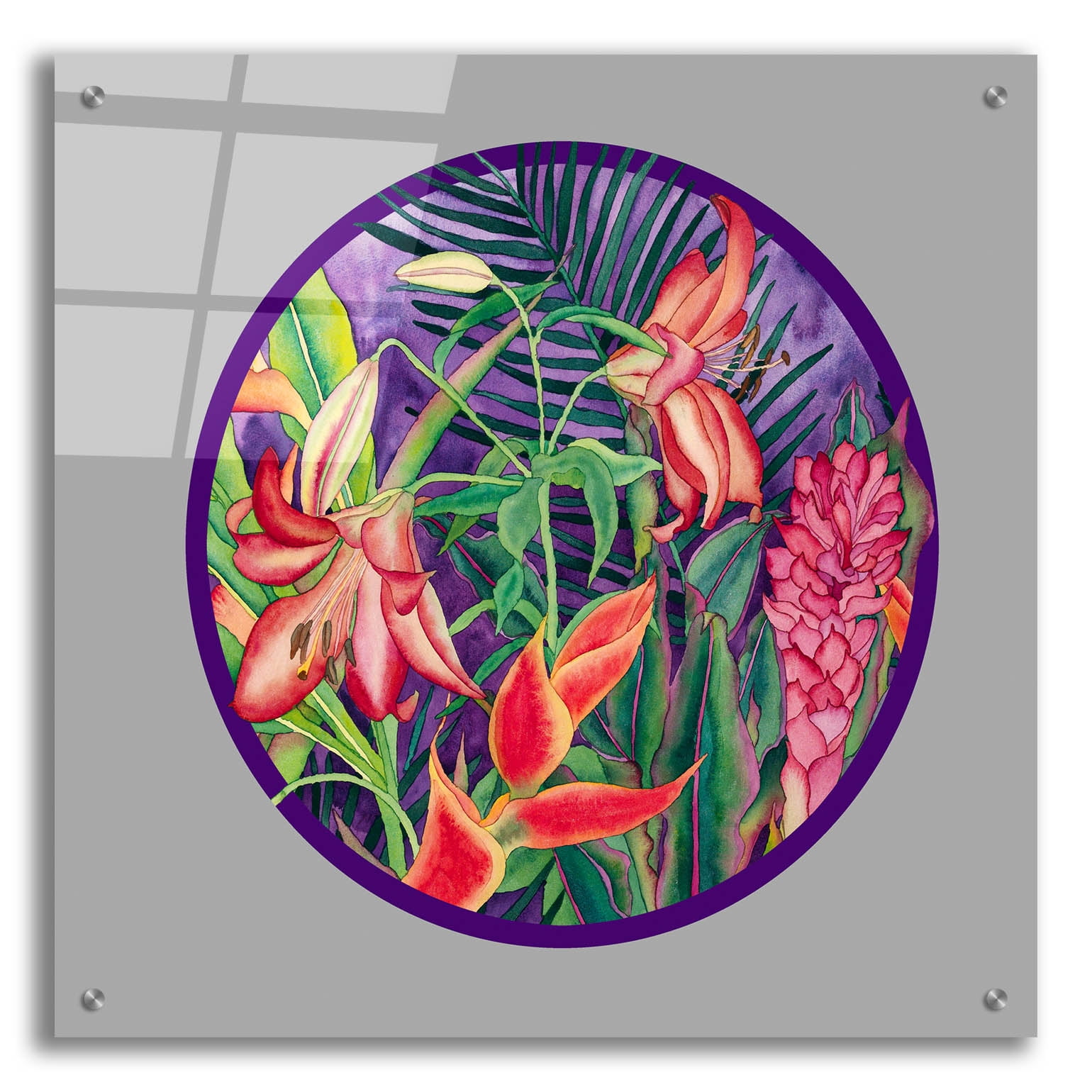 Epic Art 'Tropical Rain - Circle' by Carissa Luminess, Acrylic Glass ...