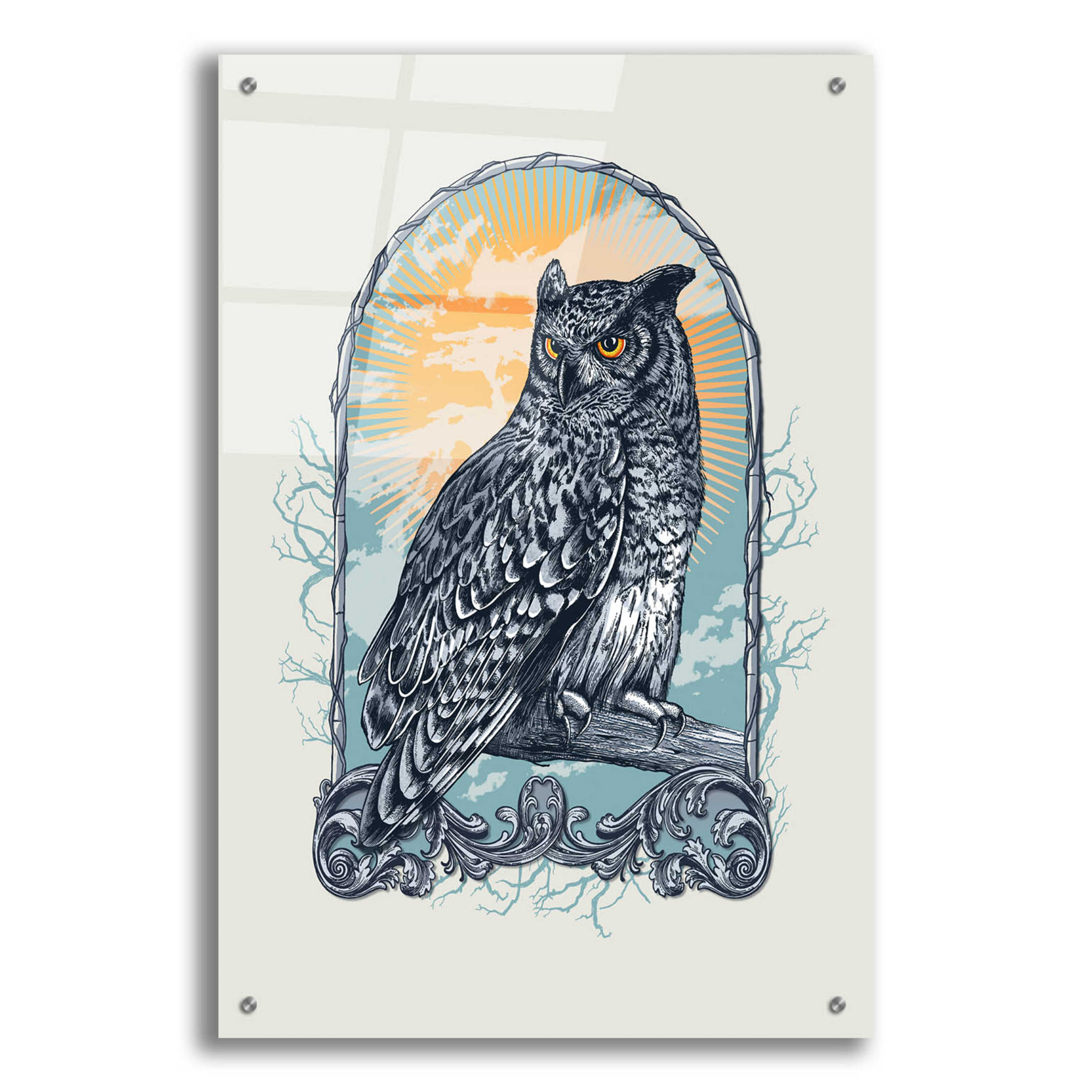 Epic Art 'Twilight Owl' by Rachel Caldwell, Acrylic Glass Wall Art, 24"x36" - Walmart.com