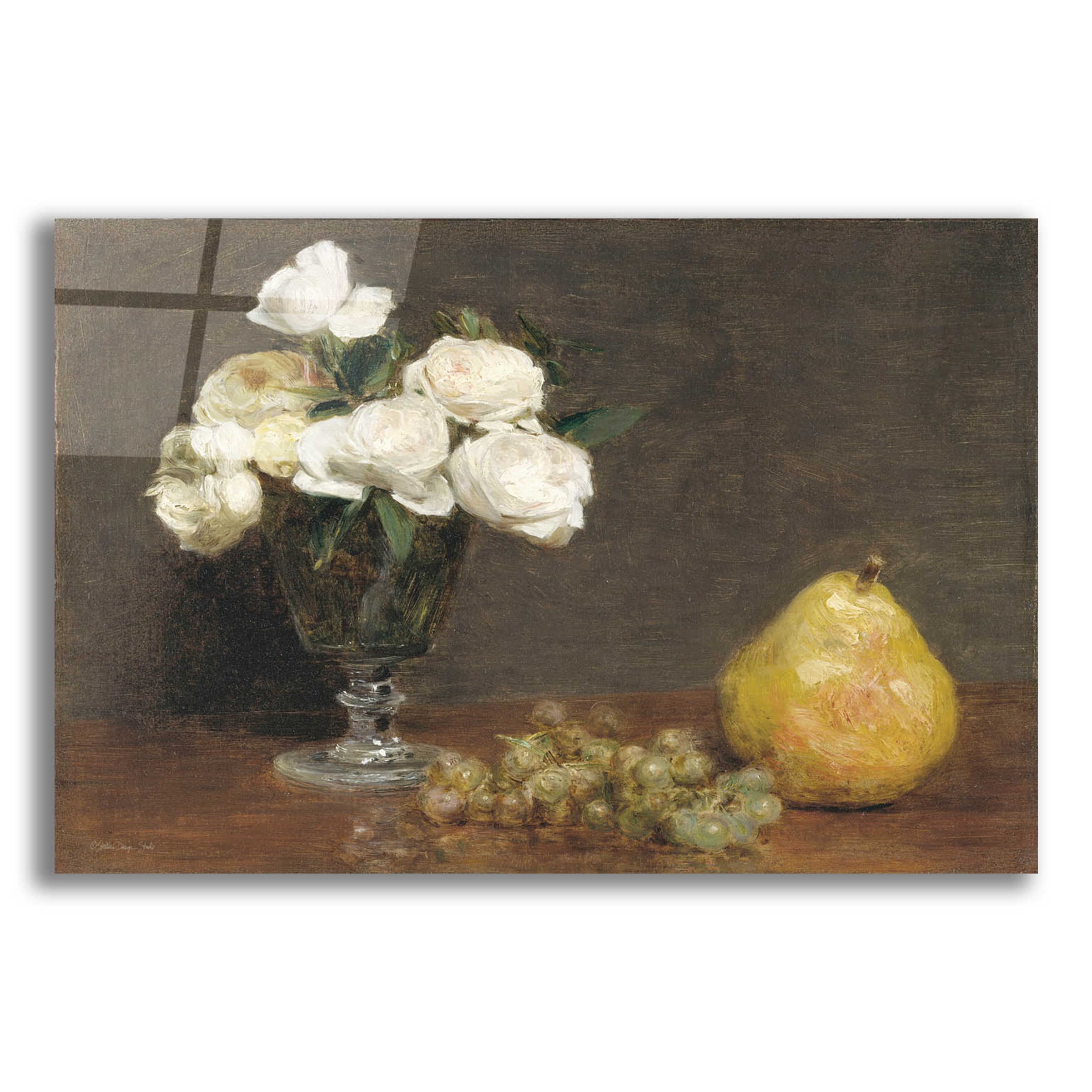 Epic Art 'White Roses And Fruit' by Stellar Design Studio, Acrylic ...