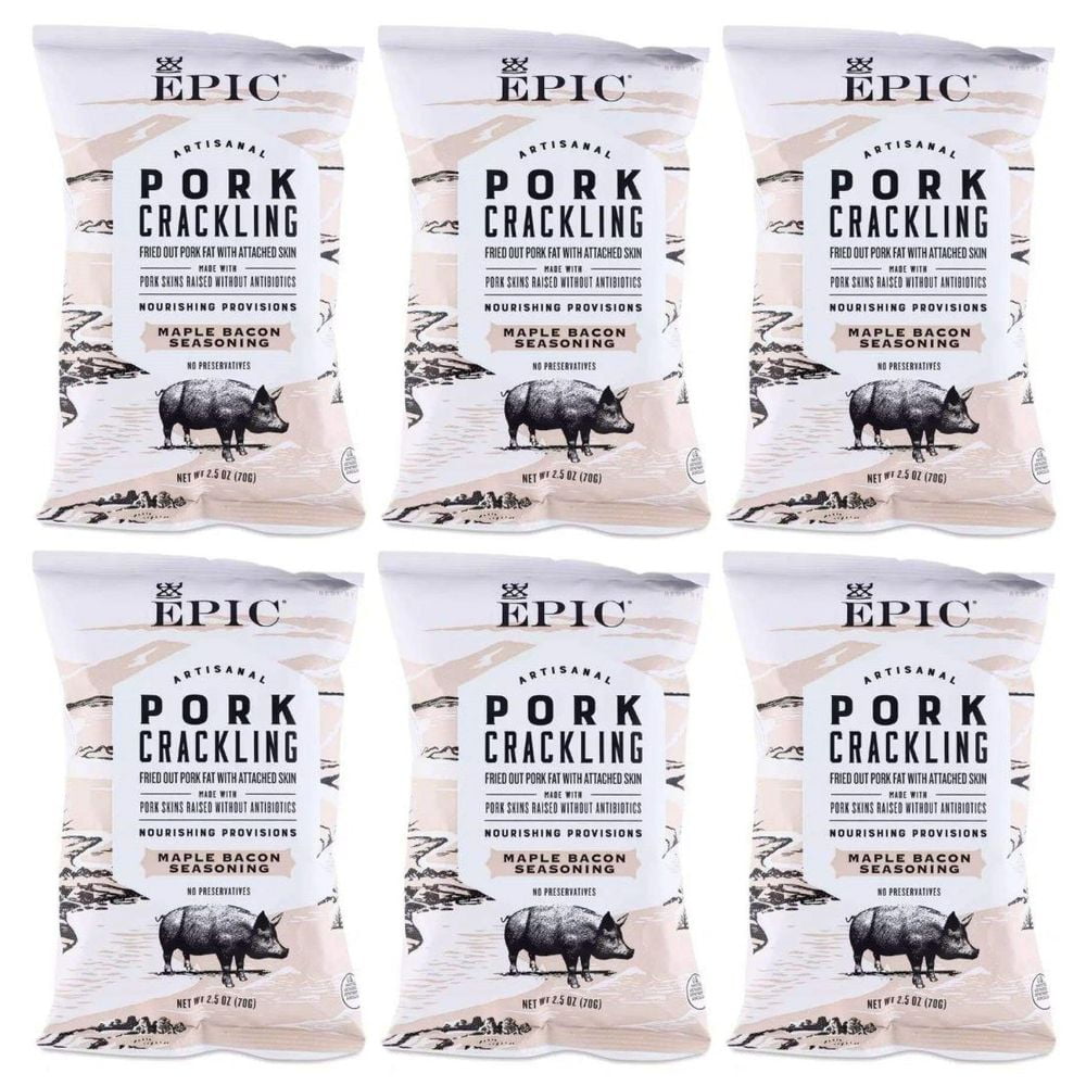 Epic Baked Pork Rinds - Maple Bacon Crackling 2.5oz (6-Pack) - Walmart.com