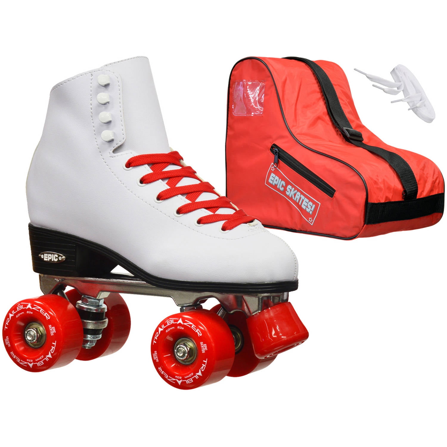 Epic Classic White/Red Quad Roller Skates Package - Walmart.com