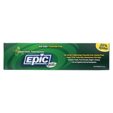 Epic Dental Xylitol Spearmint Toothpaste - Fluoride-Free, Freshener ...