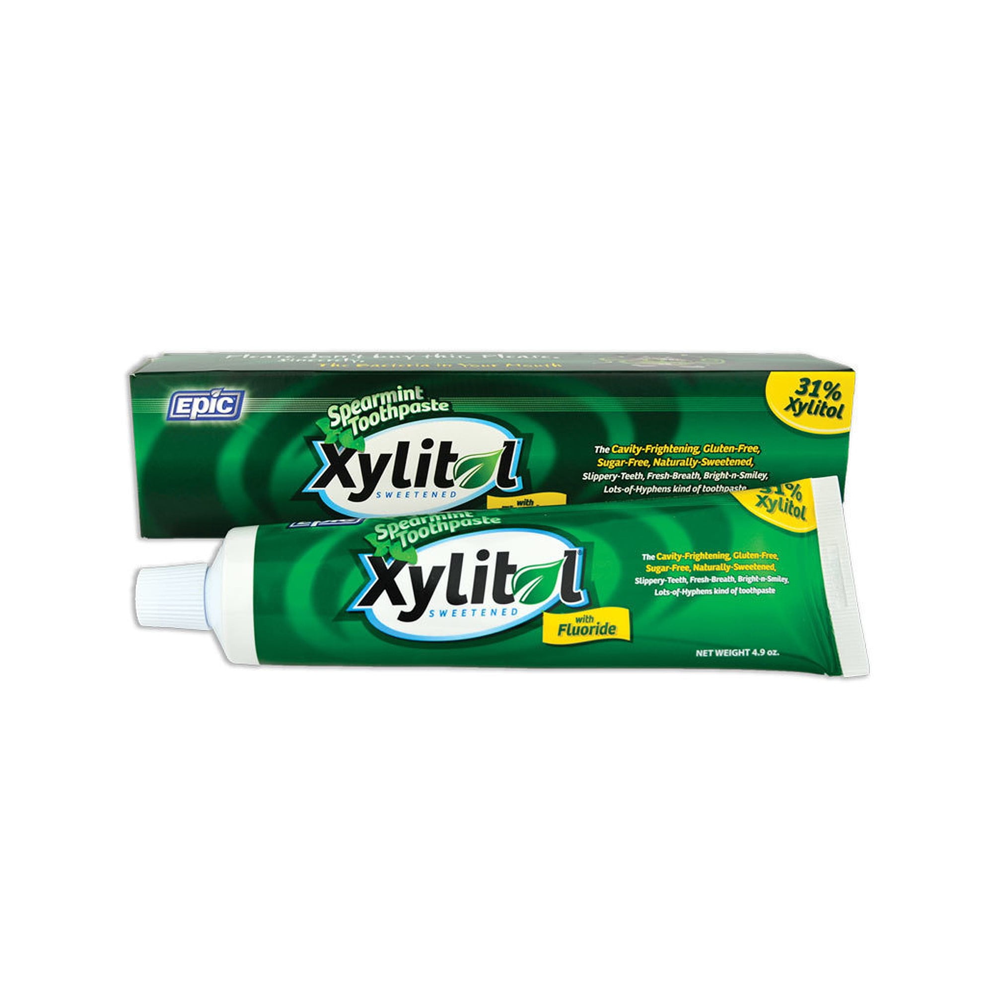 Epic Dental Xylitol Spearmint Toothpaste, 4.9 Oz - Fluoride Free, Mint ...