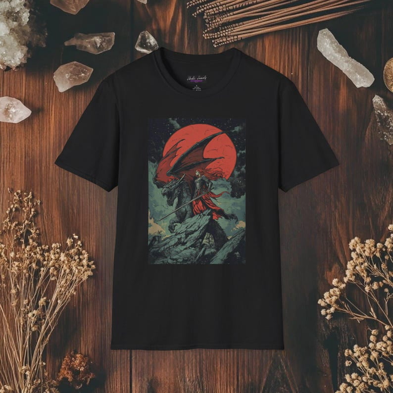 Epic Fantasy Scene graphic T-Shirt - Geek Gift for Gamers and Dragon ...