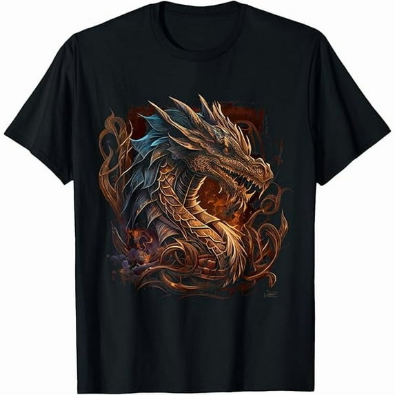 Epic Fire Dragon Fantasy Art Front Print Dark Mythical Creature ...