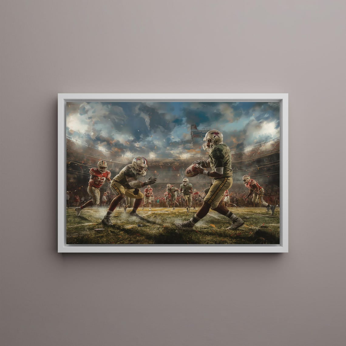 Epic Football Game Scene | Dynamic Sports Canvas Wall Art | Team Spirit ...