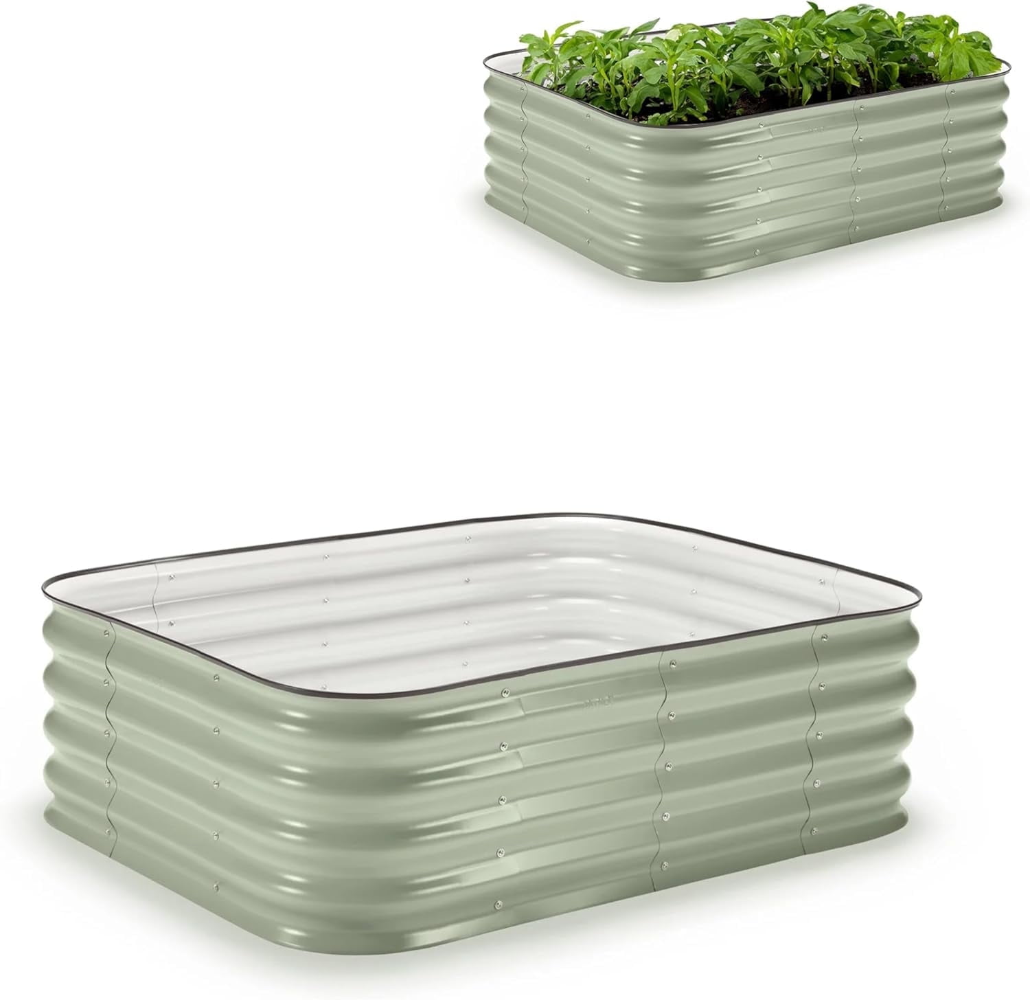 Epic Gardening 6-in-1 Galvanized Raised Garden Bed Kit, 15" Tall Metal Planter Box, Small Mist ...