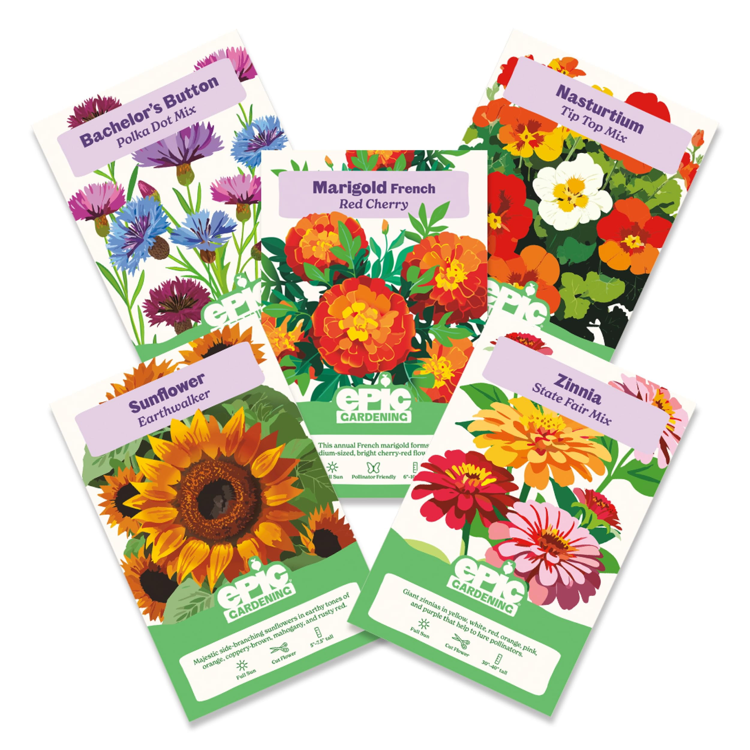 Epic Gardening Flower Garden Seed Collection MVR1 - 5 Includes ...