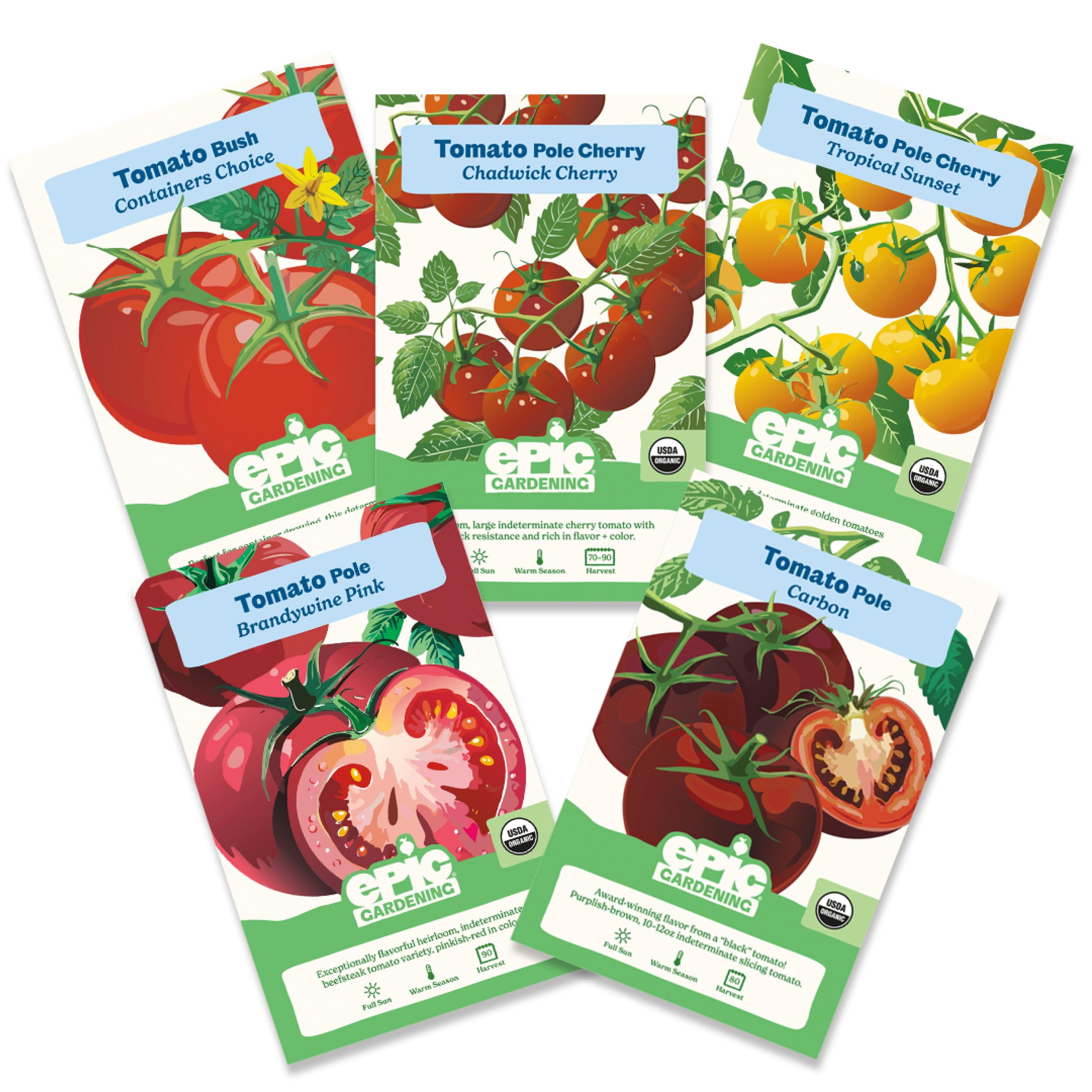 Epic Gardening Tomato Lovers Seed Bundle TVS1 - 5 Juicy Varieties ...