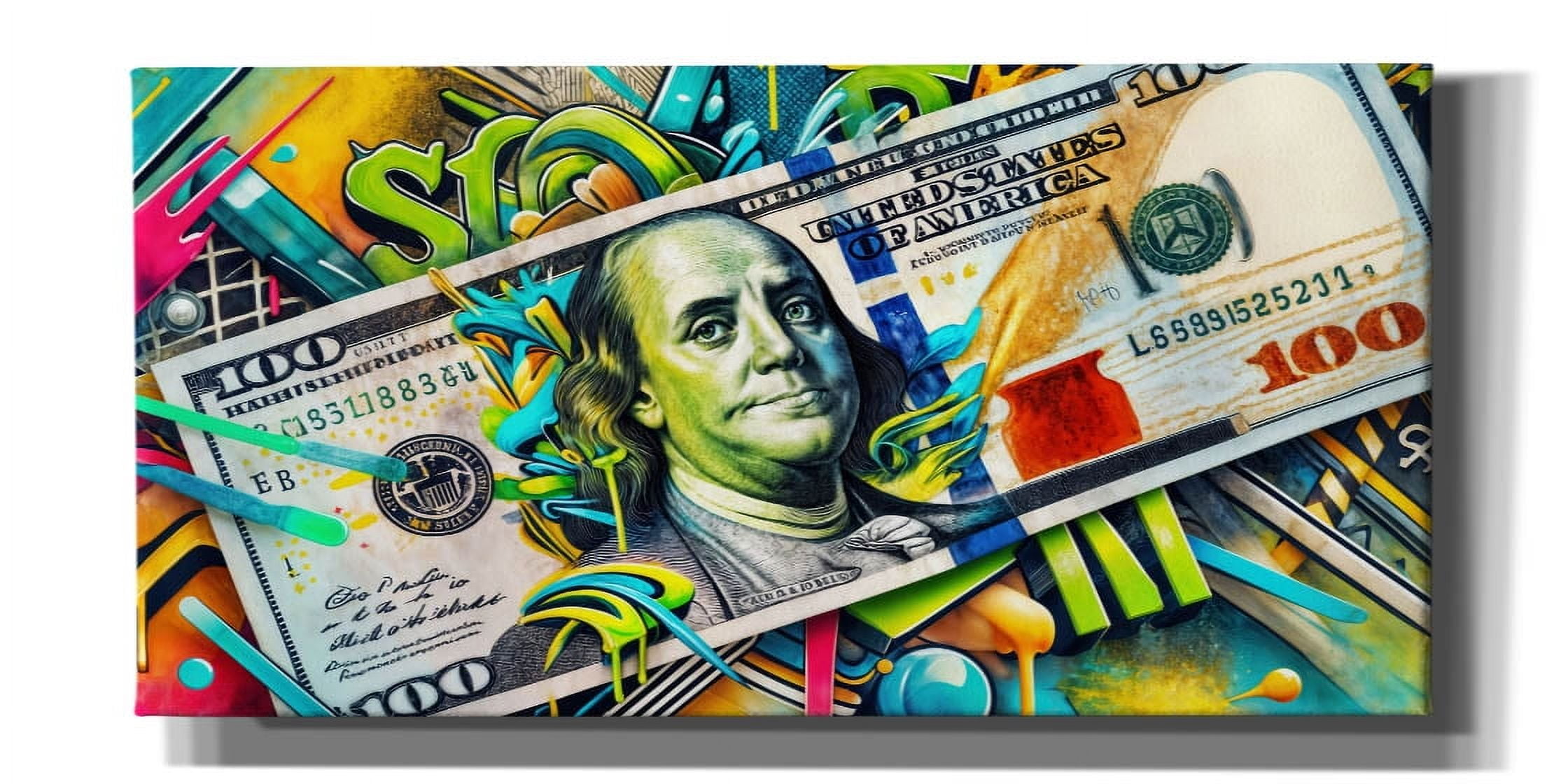 Epic Graffiti '100$ Graffiti' by Rey Klimt Canvas Wall Art, 24" x 12 ...