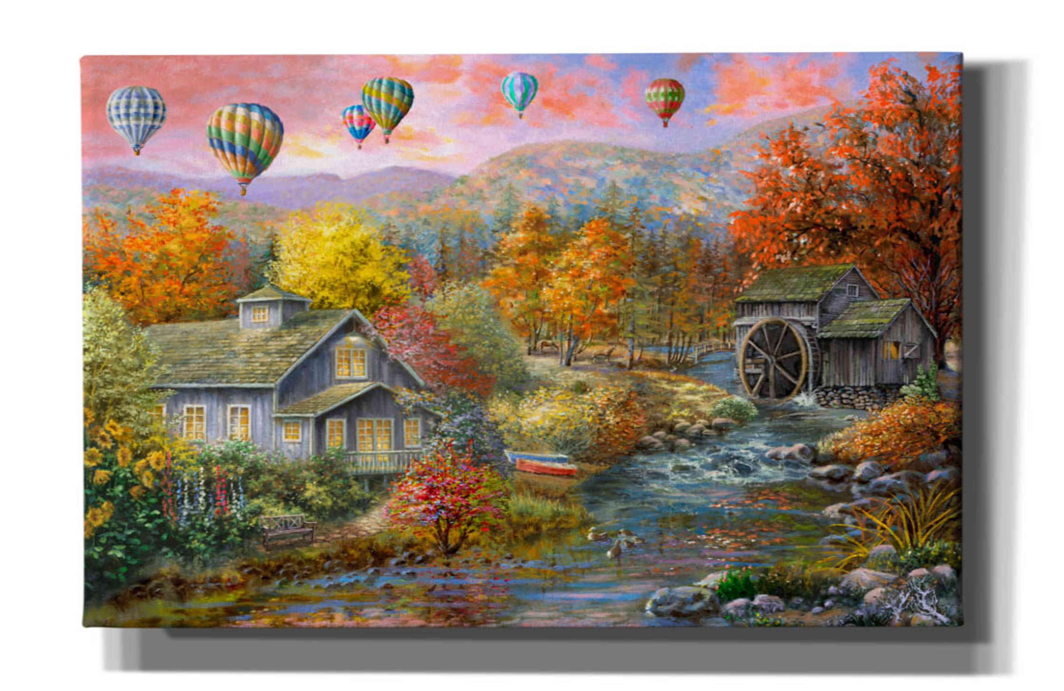 Epic Graffiti 'Autumn Creek Mill' by Nicky Boehme, Canvas Wall Art, 40 ...