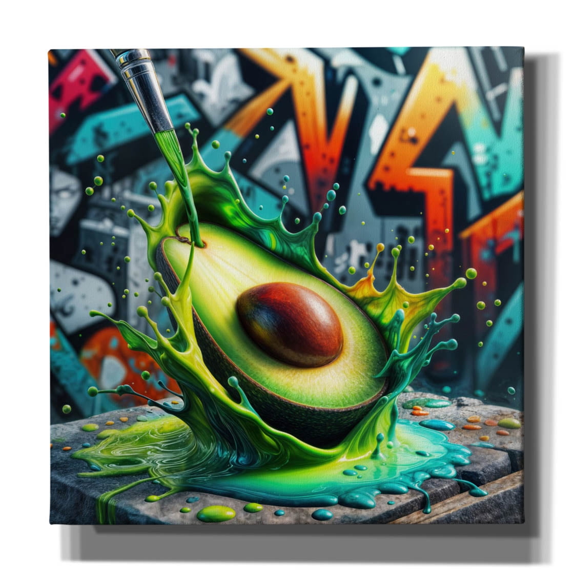 Epic Graffiti 'Avocado Paint' by Rey Klimt Canvas Wall Art, 26" x 26 ...