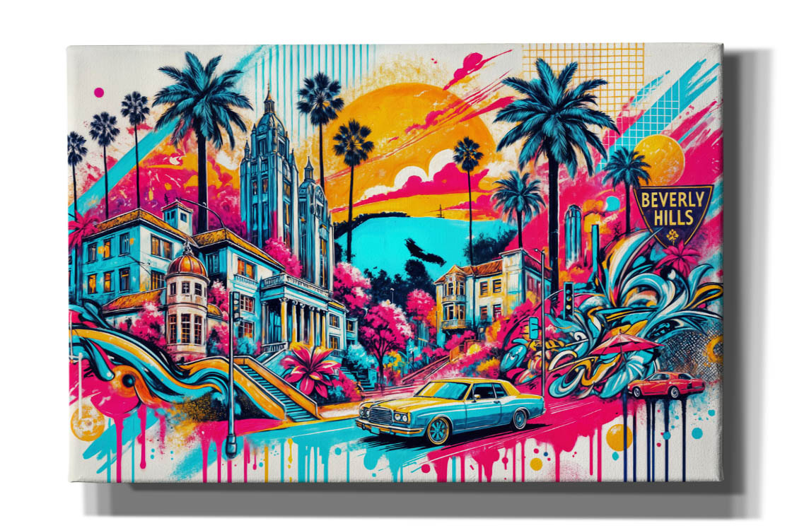 Epic Graffiti 'Beverly Hills' by Rey Klimt Canvas Wall Art, 60" x 40 ...