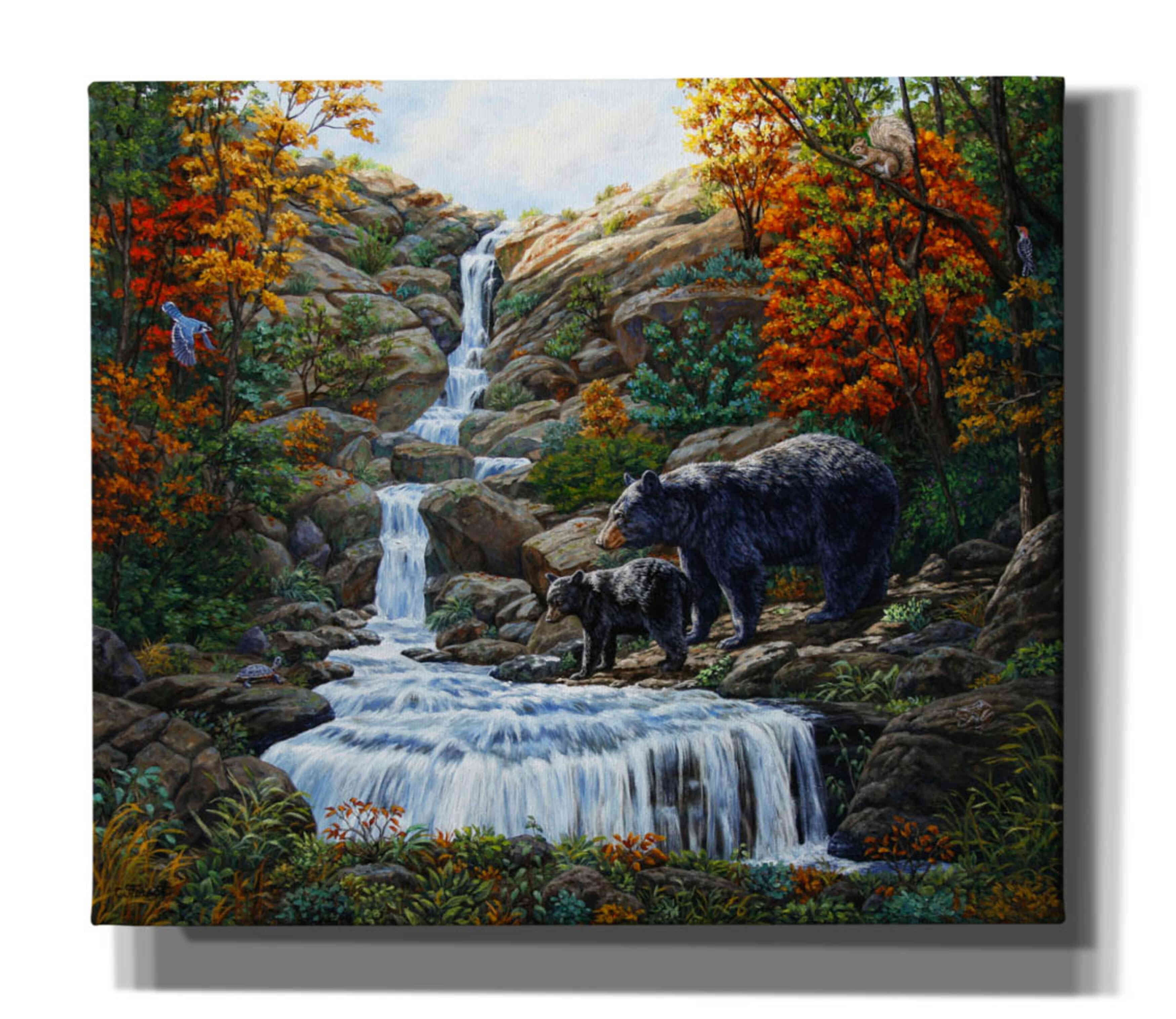 Epic Graffiti 'Black Bear Falls' by Crista Forest, Canvas Wall Art, 30"x26" - Walmart.com