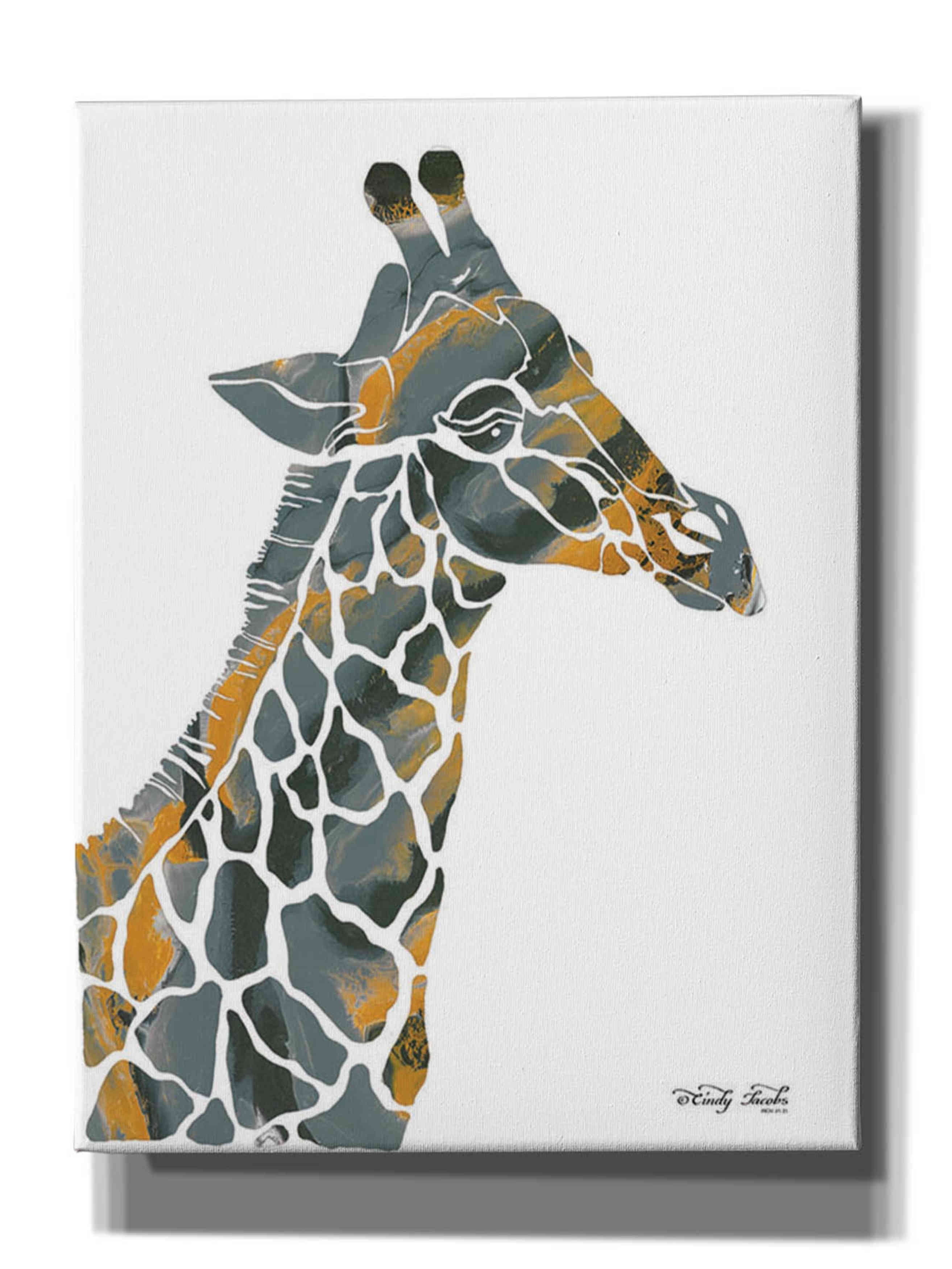 Epic Graffiti 'Bright Giraffe I' by Cindy Jacobs, Canvas Wall Art, 12 ...