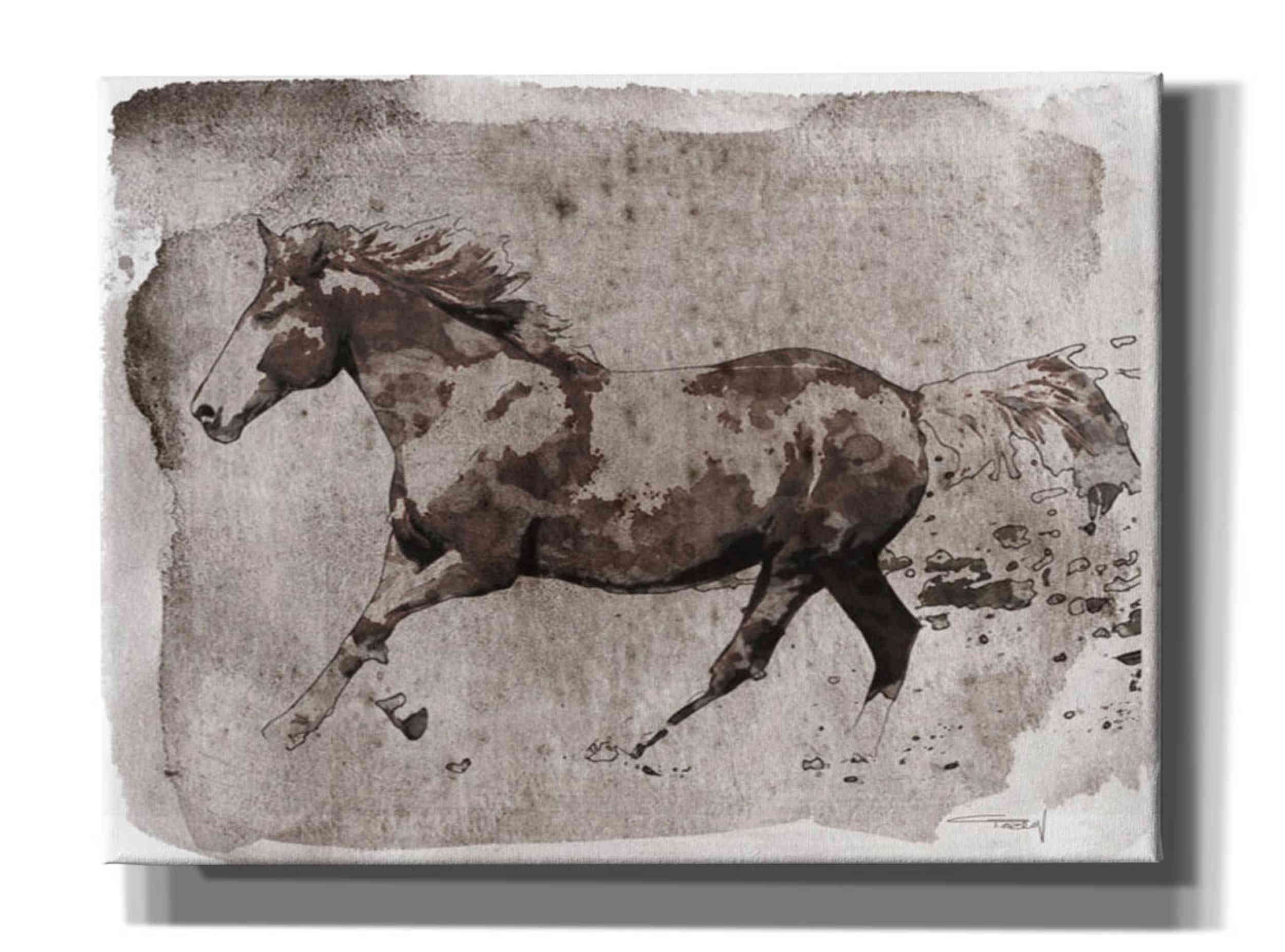 Epic Graffiti 'Brown Horse Running' by Irena Orlov, Canvas Wall Art, 54 ...