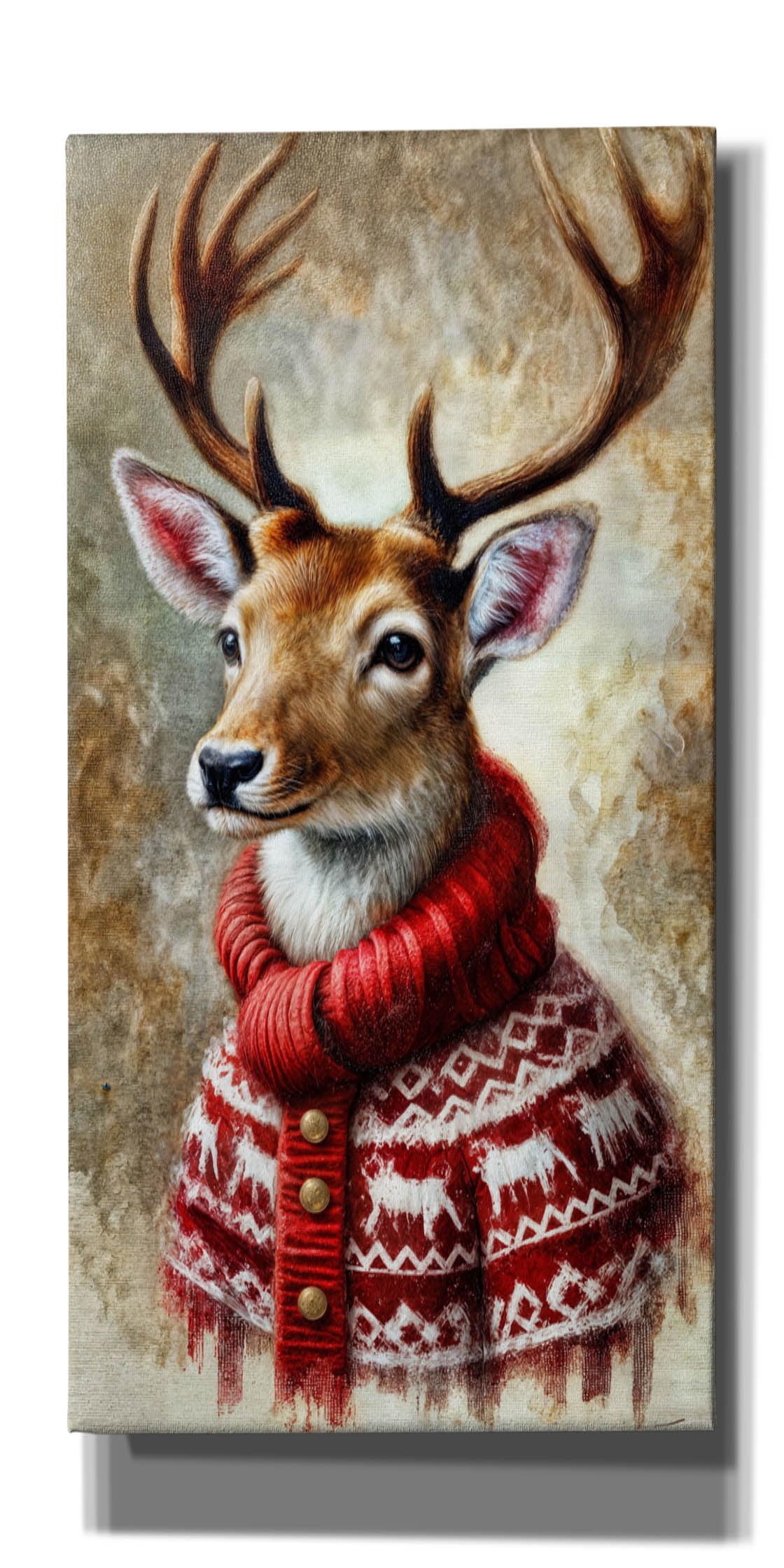 Epic Graffiti 'Deer In Red Sweater' by Rey Klimt Canvas Wall Art, 12" x ...