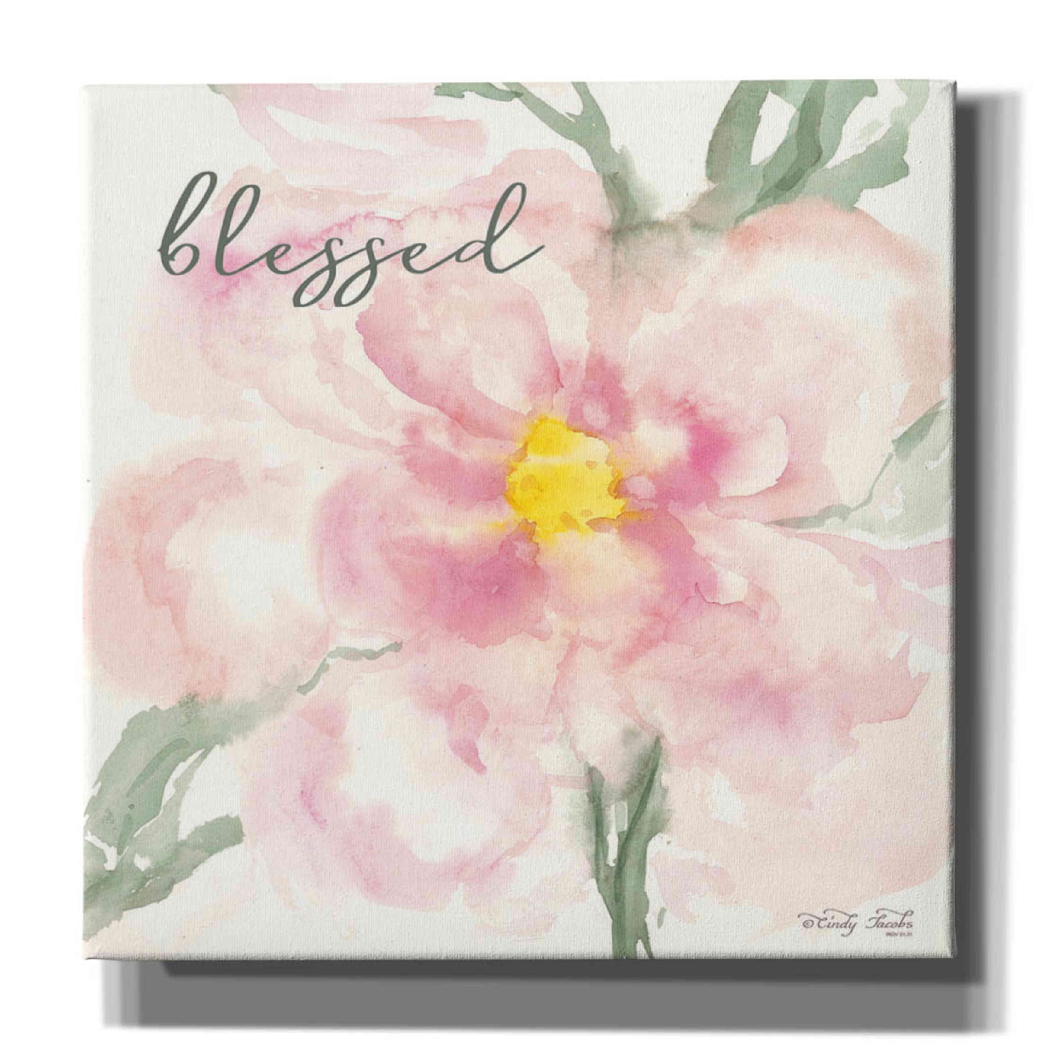 Epic Graffiti 'Floral Blessed' by Cindy Jacobs, Canvas Wall Art, 12"x12 ...