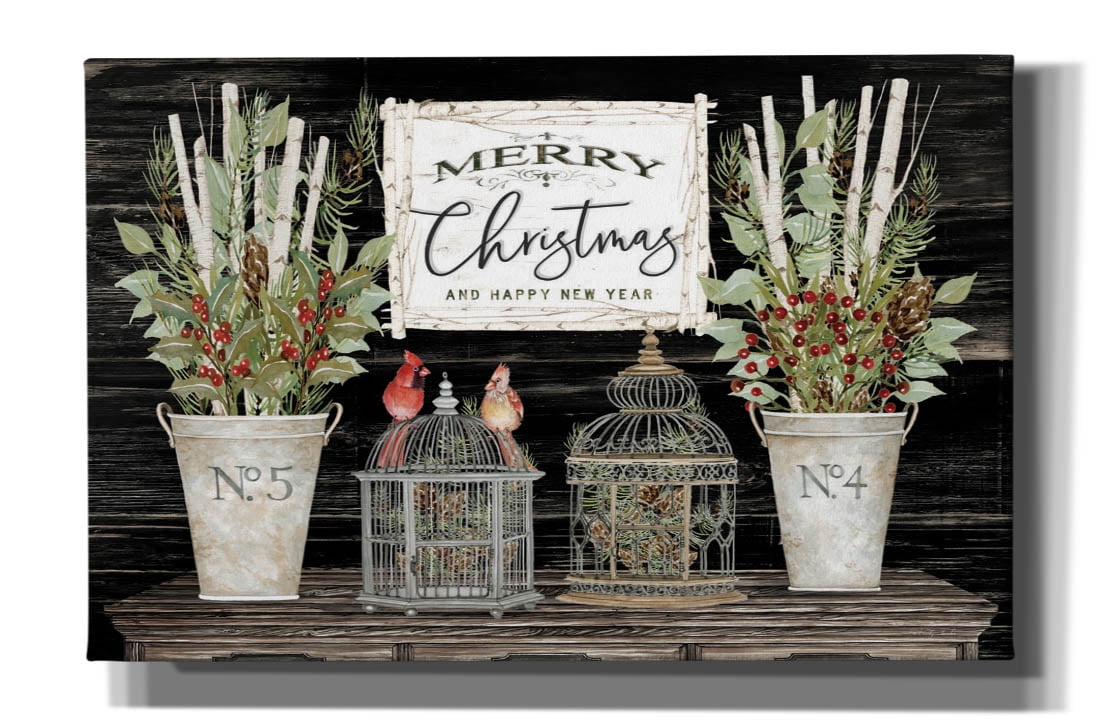 Epic Graffiti 'Floral Merry Christmas' by Cindy Jacobs, Canvas Wall Art ...